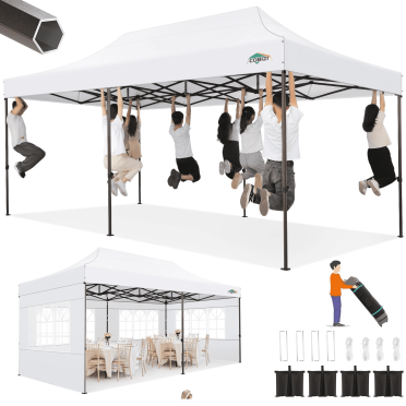 Hommow 26x19ft Outdoor Wedding Event Party Tent Gazebo with Removable ...