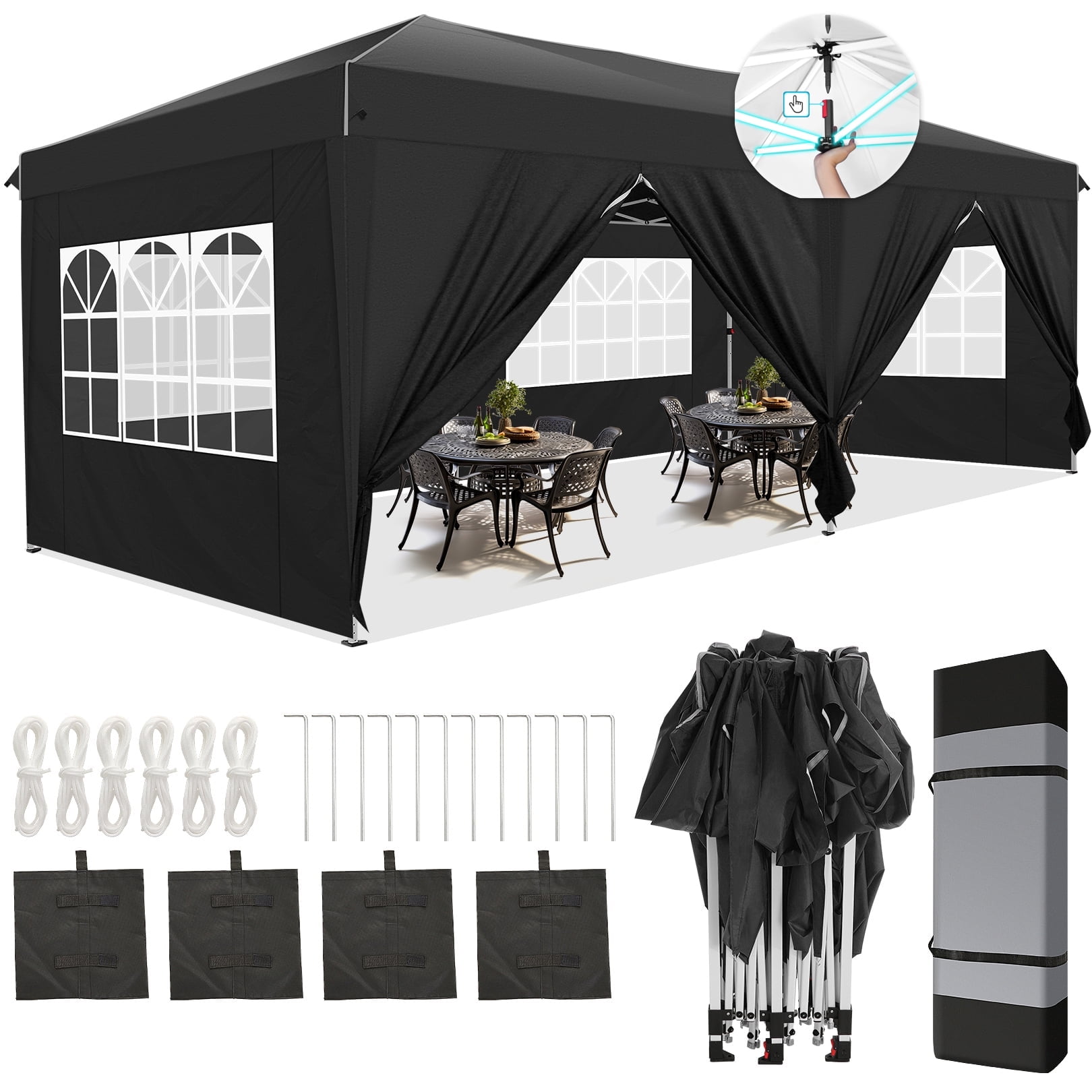 Free Shipping! HOTEEL 10x20 Pop Up Canopy with Sidewalls,Easy Up Canopy ...