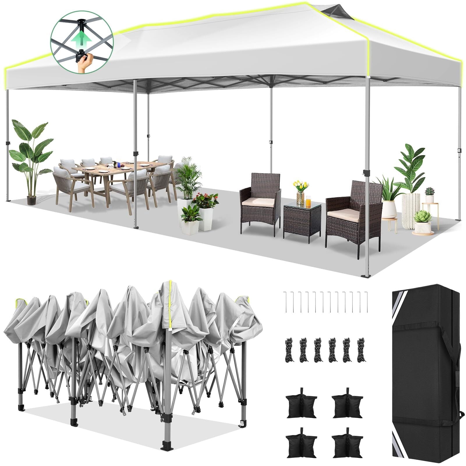 HOTEEL 10x20 Pop up Canopy Tent Easy up Canopy for Outside Instant ...