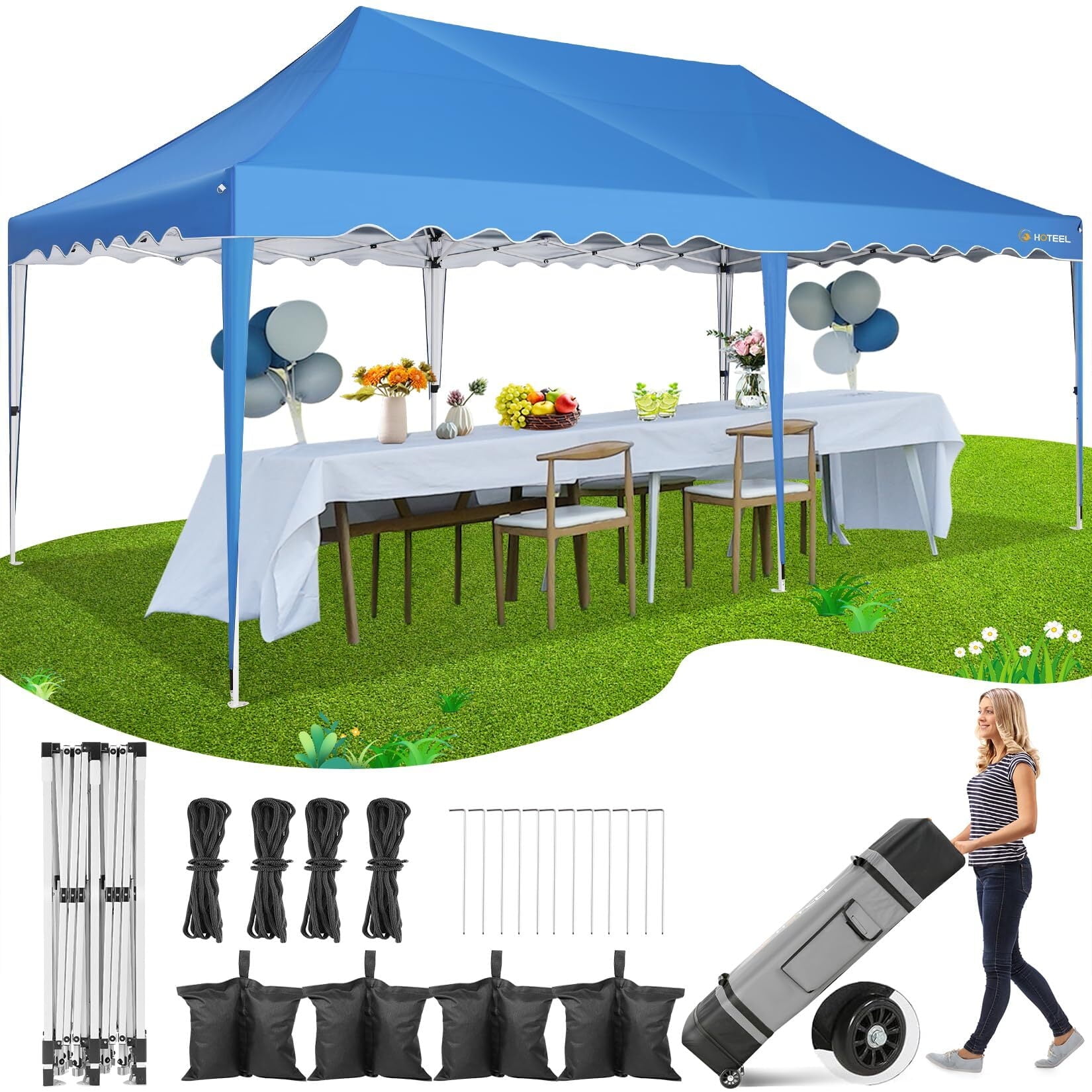 HOTEEL 10x20 Pop Up Canopy Tent, Easy Up Outdoor Party Tent with ...