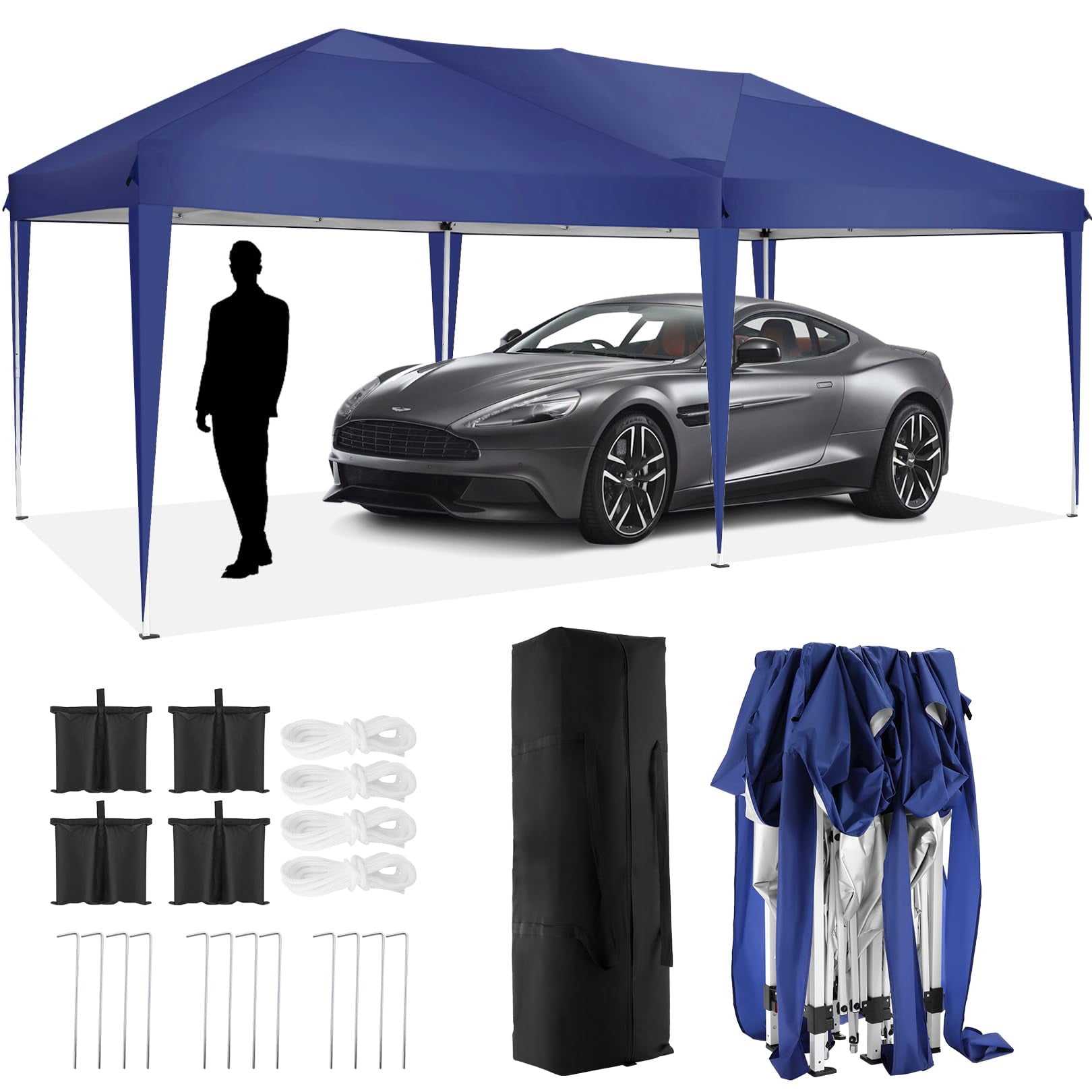 HOTEEL 10x20 Pop Up Canopy Tent for Events, Easy Set Up, Waterproof ...