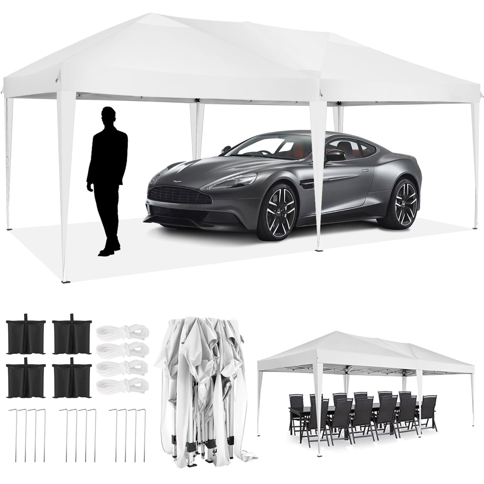 HOTEEL 10x20 Pop Up Canopy Tent Outdoor Shelter for Parties Weddings ...