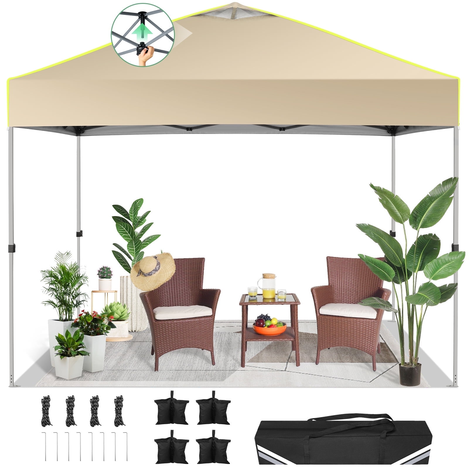 Hoteel Canopy 10x10 Pop Up Canopy Tent 1-Button Push Easy up Outdoor ...