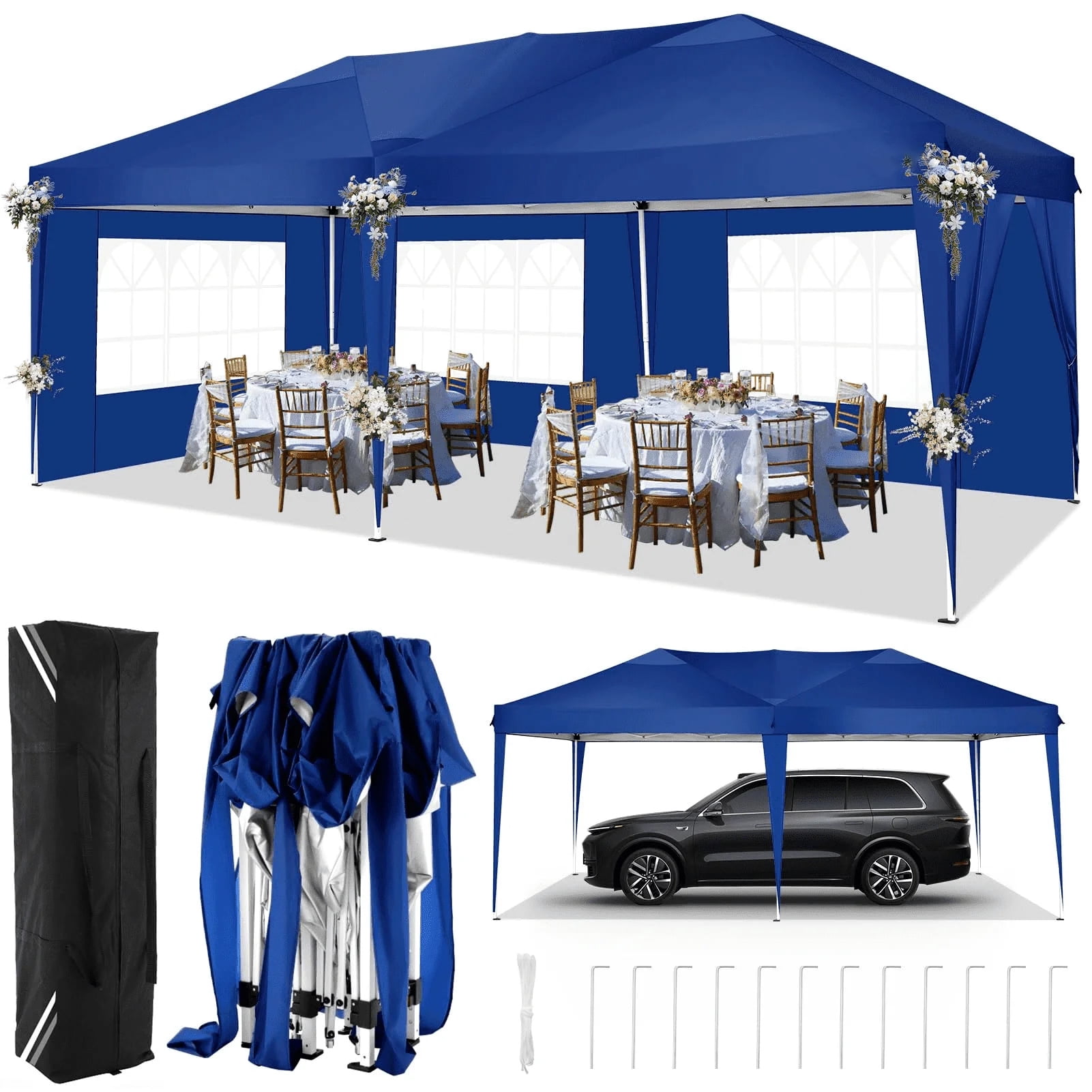 HOTEEL 10x20ft Pop Up Canopy, Fully Waterproof Canopy Tent, Commercial ...