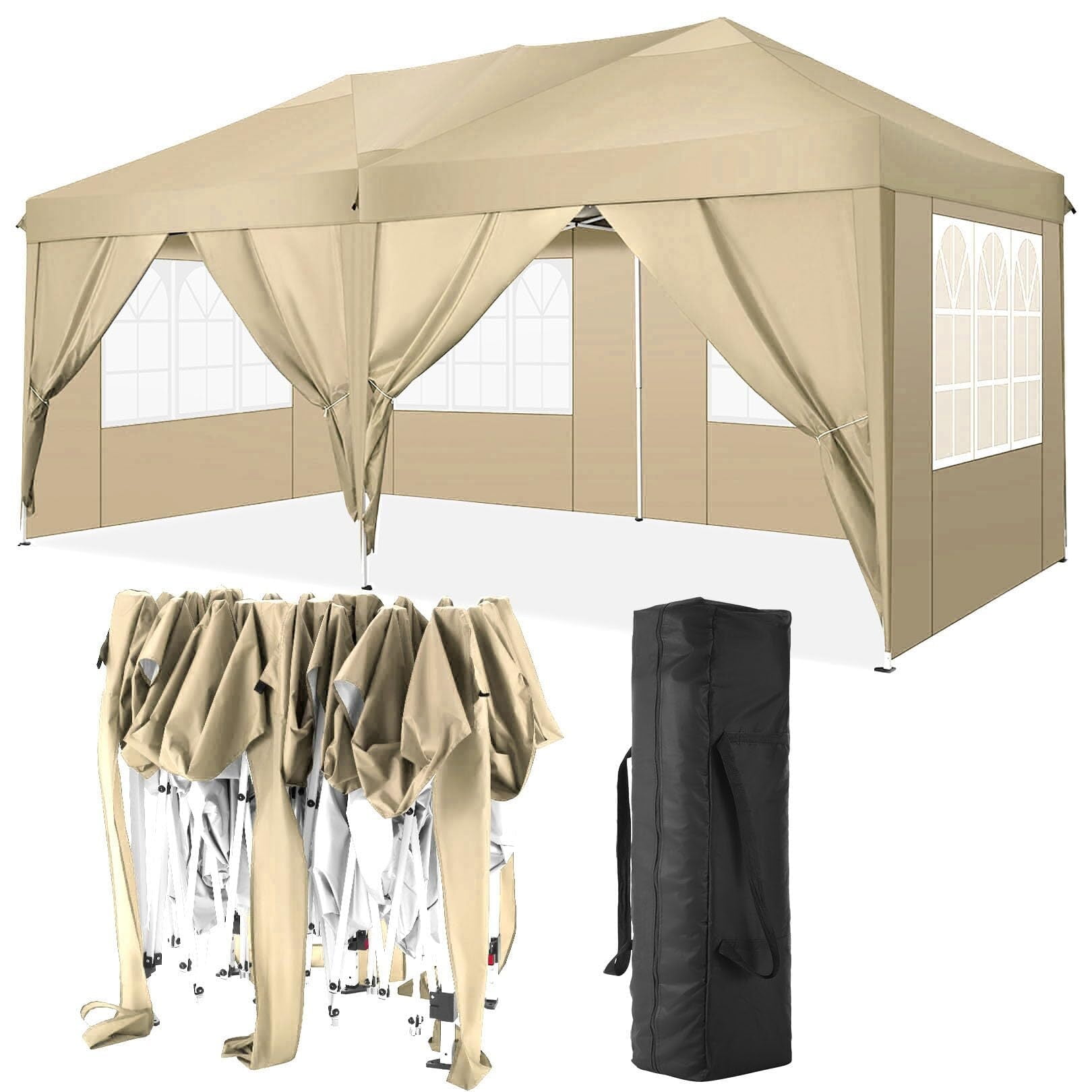 HOTEEL 10x20ft Pop Up Canopy, Fully Waterproof Canopy Tent, Commercial ...