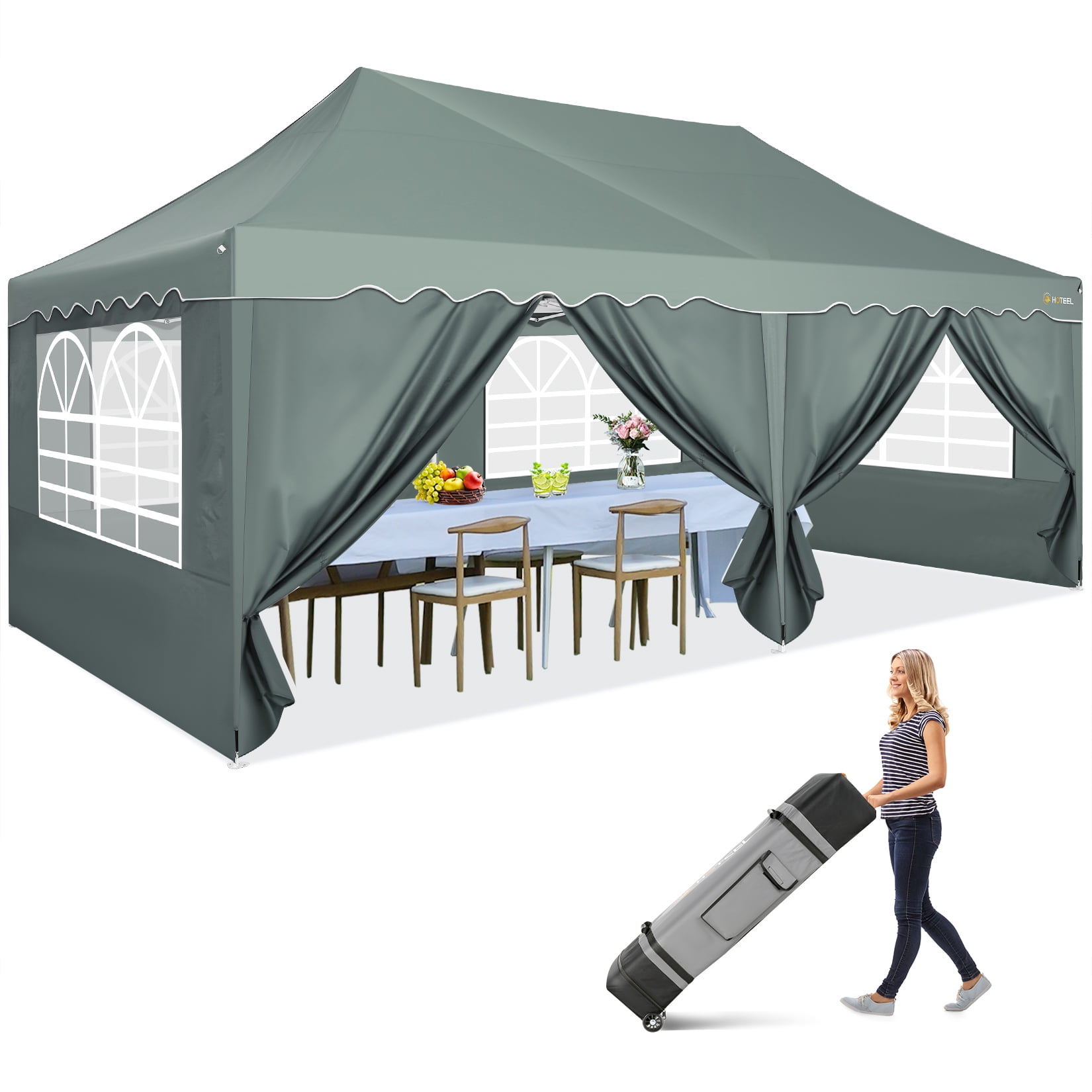 HOTEEL 10x30 Party Tent Canopy Tent with 8 Sidewalls, UPF 50 ...