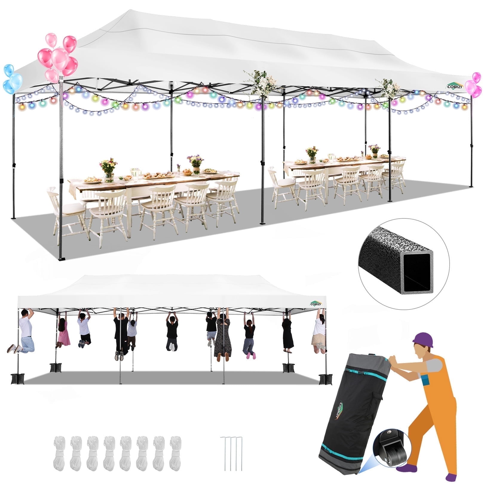 HOTEEL 10x30 Pop Up Canopy, Heavy Duty Canopy UPF 50+ All Season Wind ...