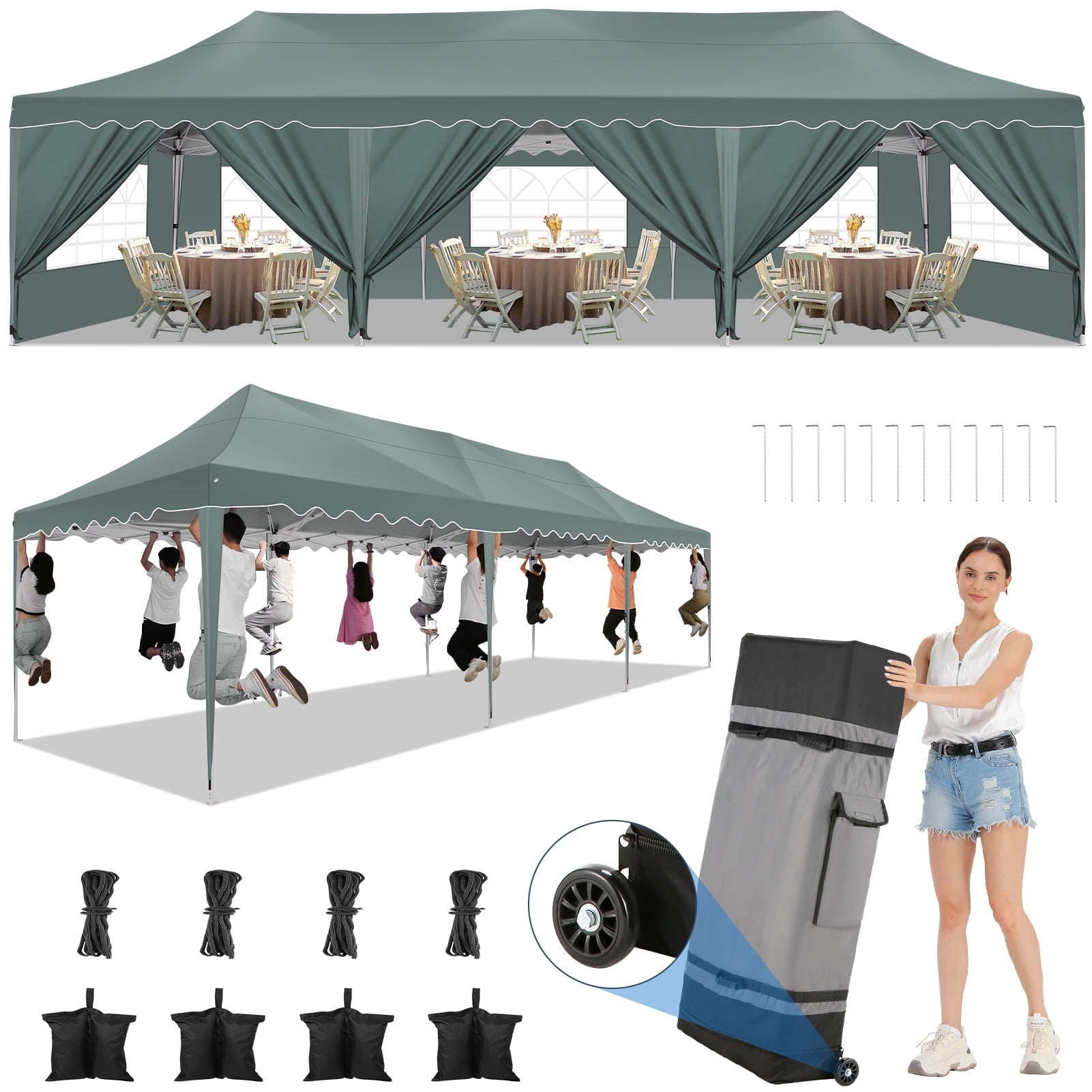 COBIZI 10x30 Pop-up Canopy Tent with 8 Sidewalls,UPF 50+ Windproof 2000 ...