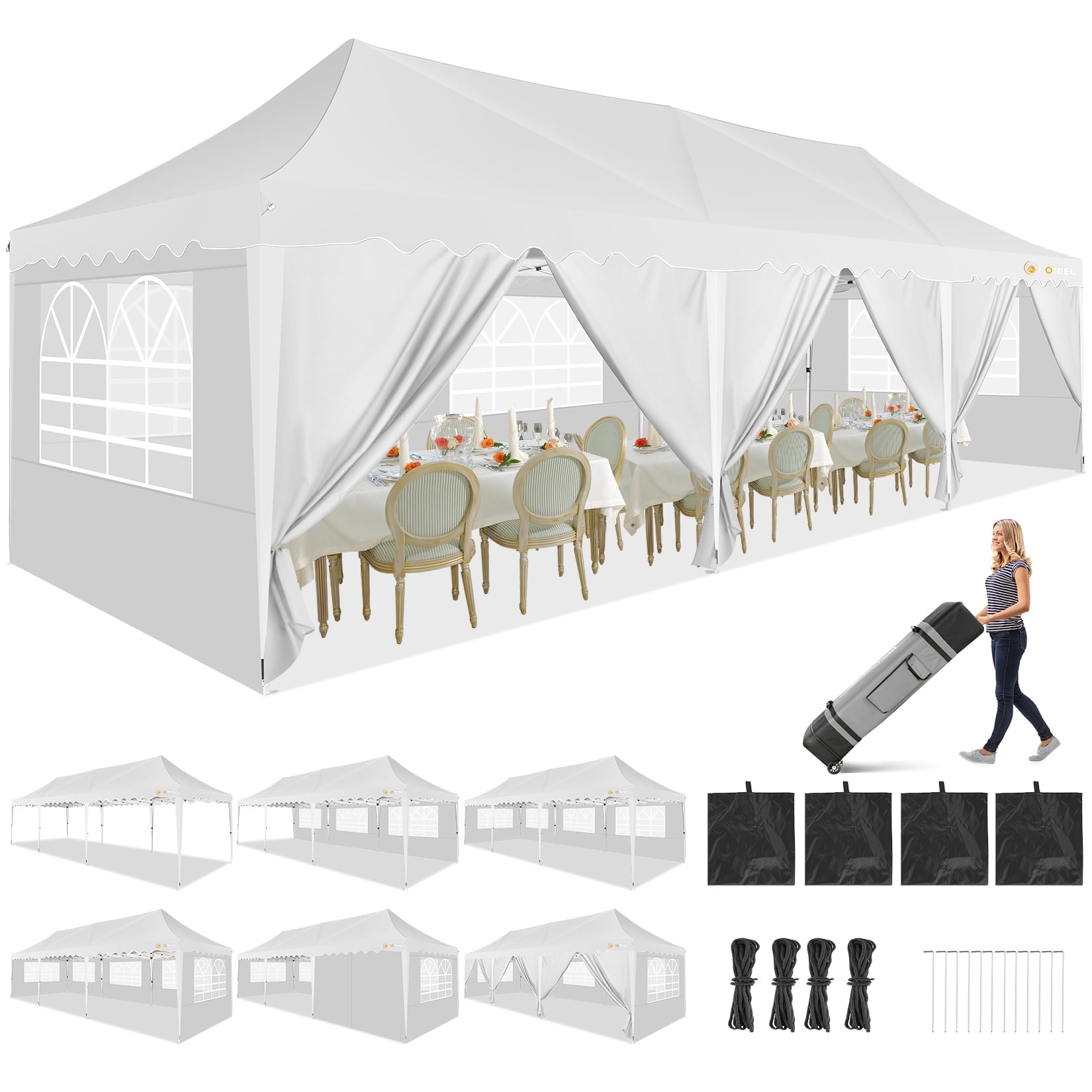 HOTEEL 10x30 Outdoor Wedding Canopy Tent, 8 Sidewalls, Heavy Duty, UPF ...