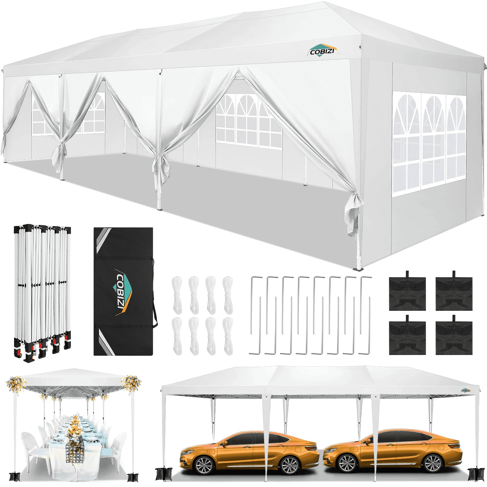 HOTEEL 10x30 Pop up Canopy Tent with 8 Sidewalls, Outdoor Wedding Event ...