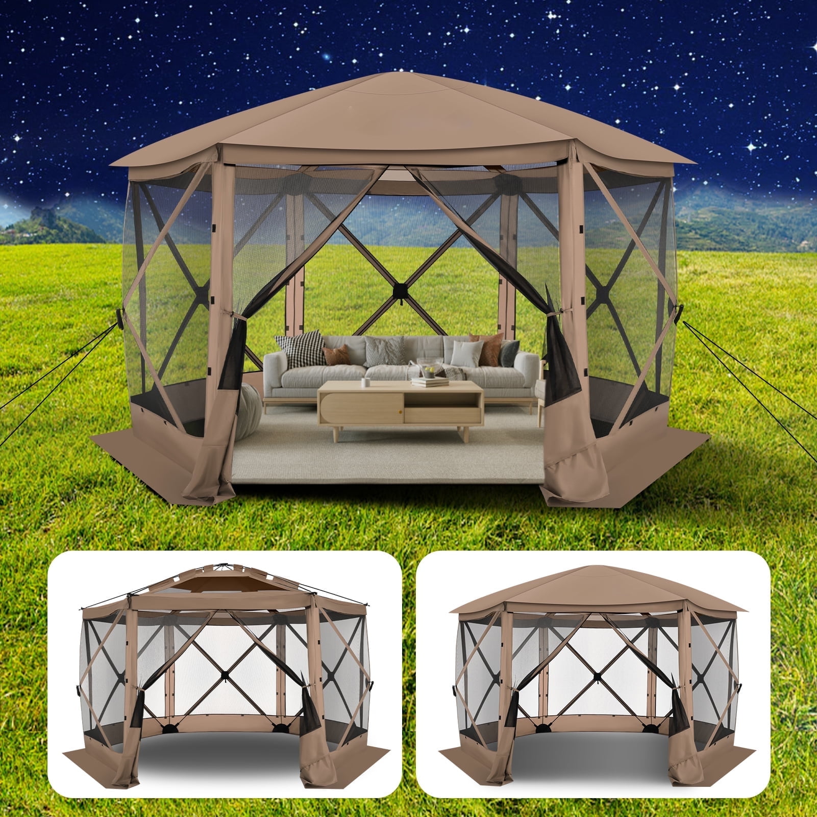 Hoteel 12'x12' Pop-Up Patio Backyard Outdoor Gazebo with Mosquito ...