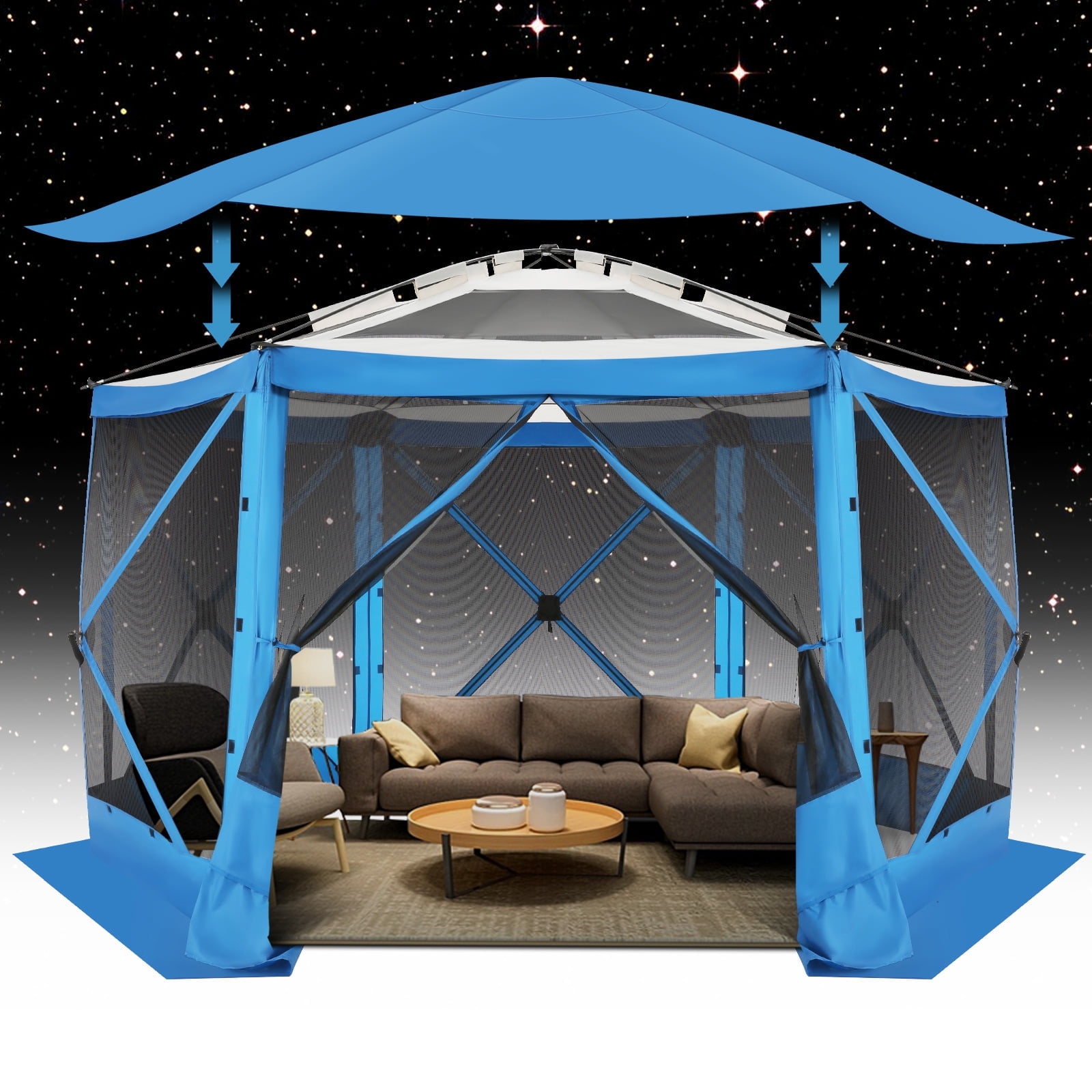 Hoteel 12'x12' Pop Up Gazebo Tent, Waterproof, Portable, Blue - Walmart.com