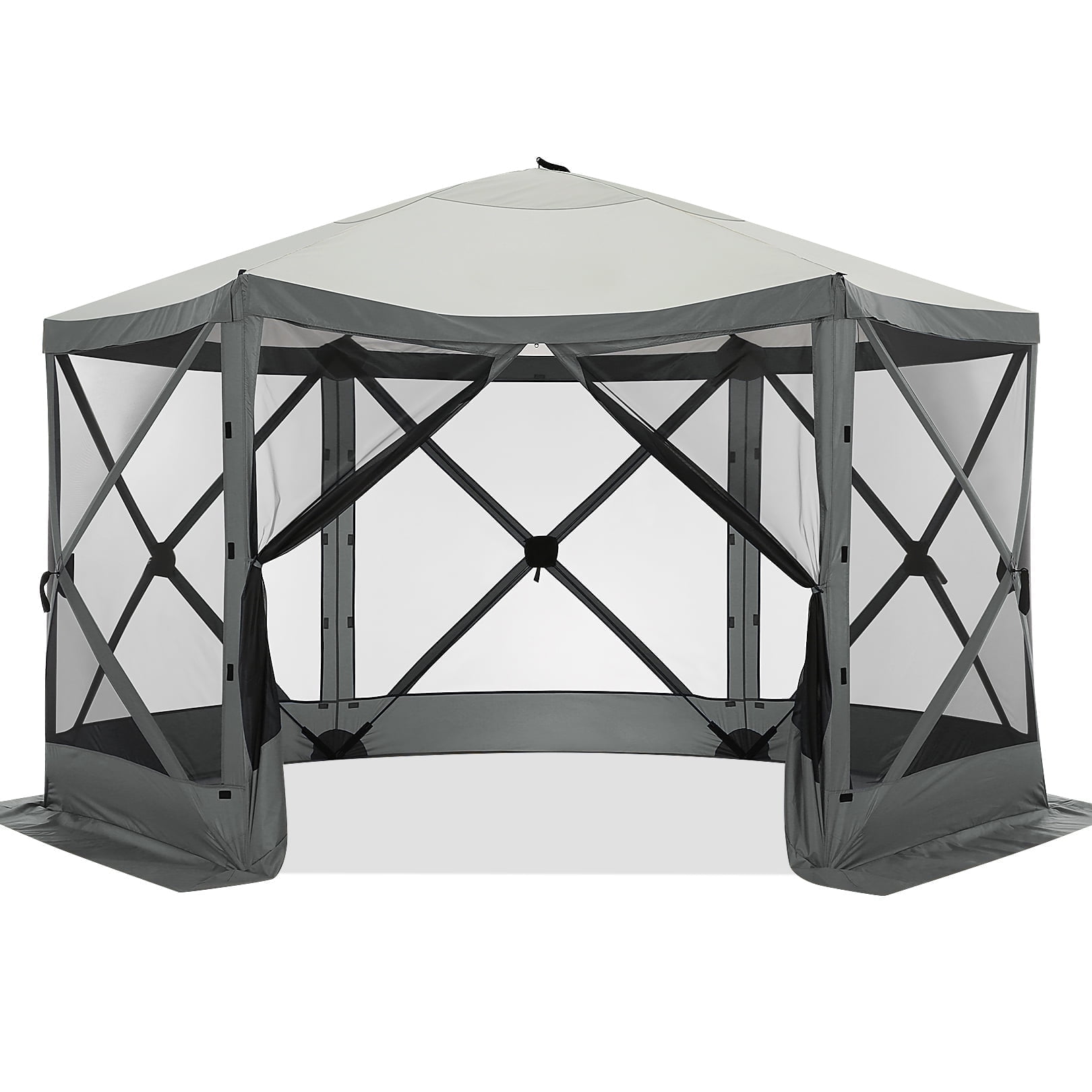 HOTEEL 12'x12' Hexagon Pop Up Gazebo Tent, Waterproof, UV Resistant, Camping Gazebo with ...