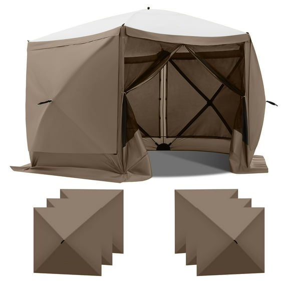 HOTEEL 12x12 Pop-up Gazebo EZ Set-up Camping Canopy Tent with 6 Mosquito Nettings, Sidewalls ...