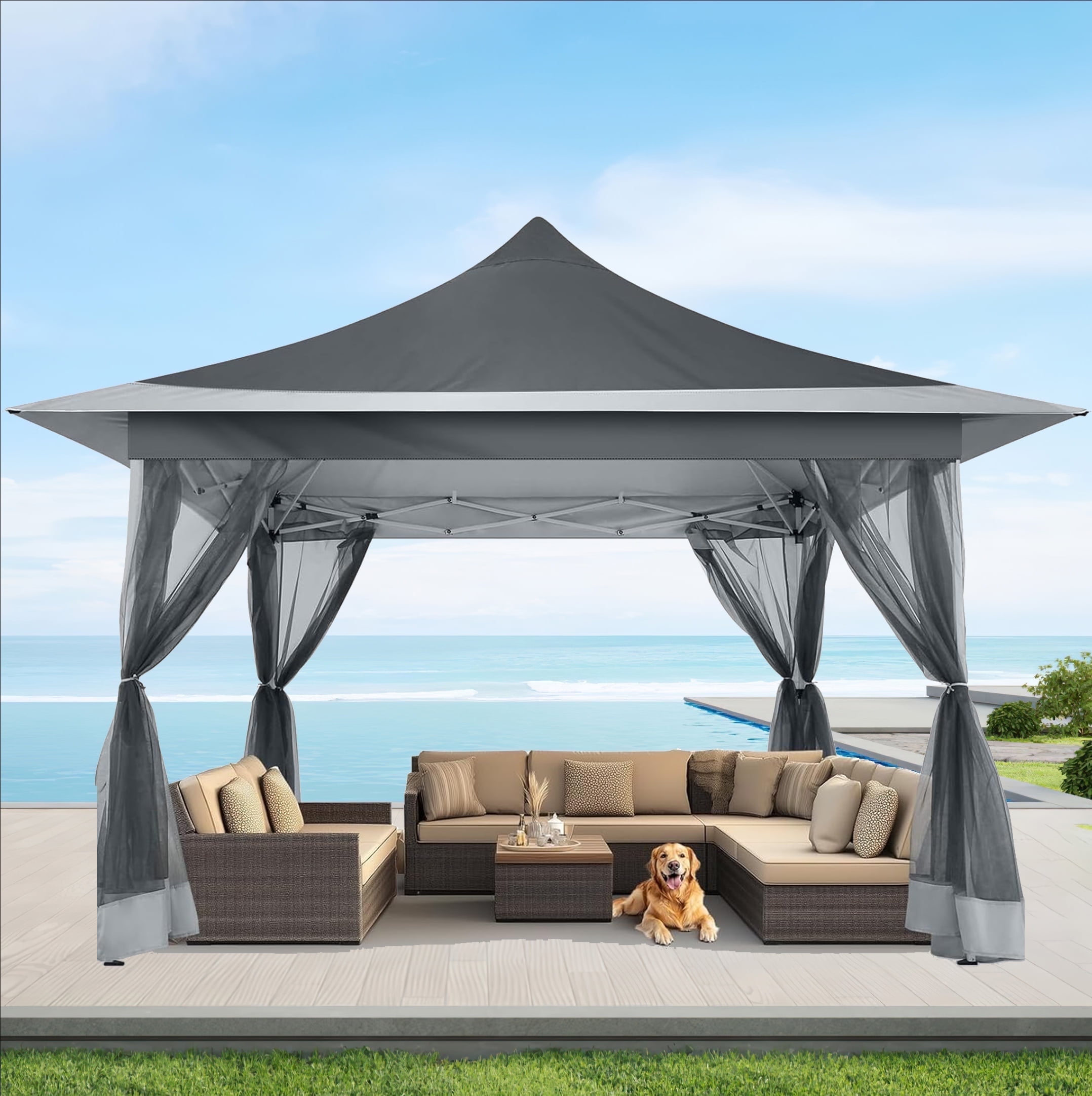 HOTEEL 12x12 Outdoor Waterproof Gazebo, Pop Up Canopy Tent with ...