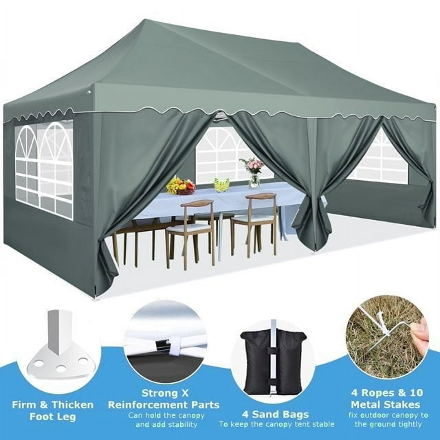 HOTEEL Canopy 10'x20' Pop Up Canopy Tent Heavy Duty Waterproof ...