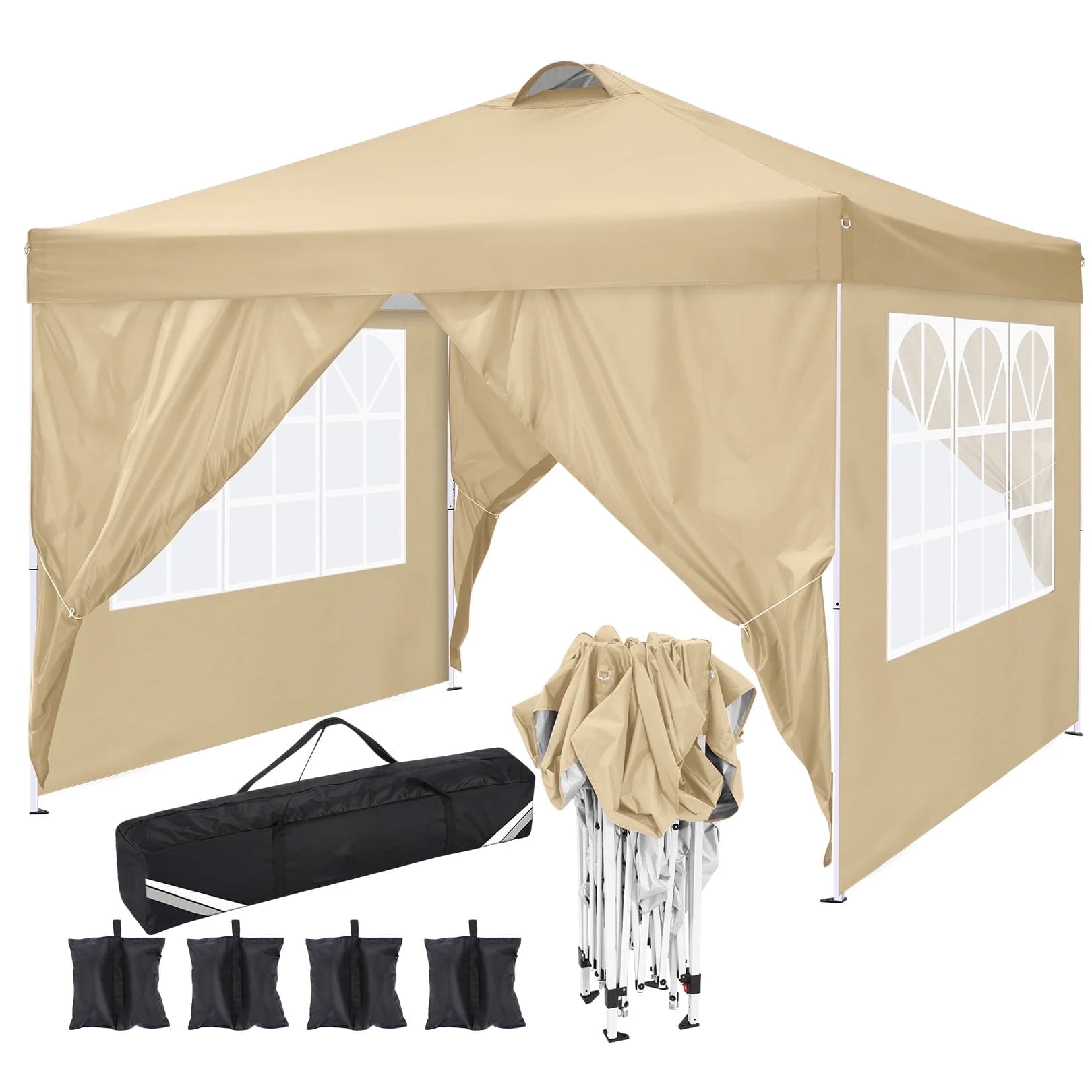 HOTEEL 10x10 Waterproof Canopy Tent, 4 Sidewalls, Air Vent, Carry Bag ...