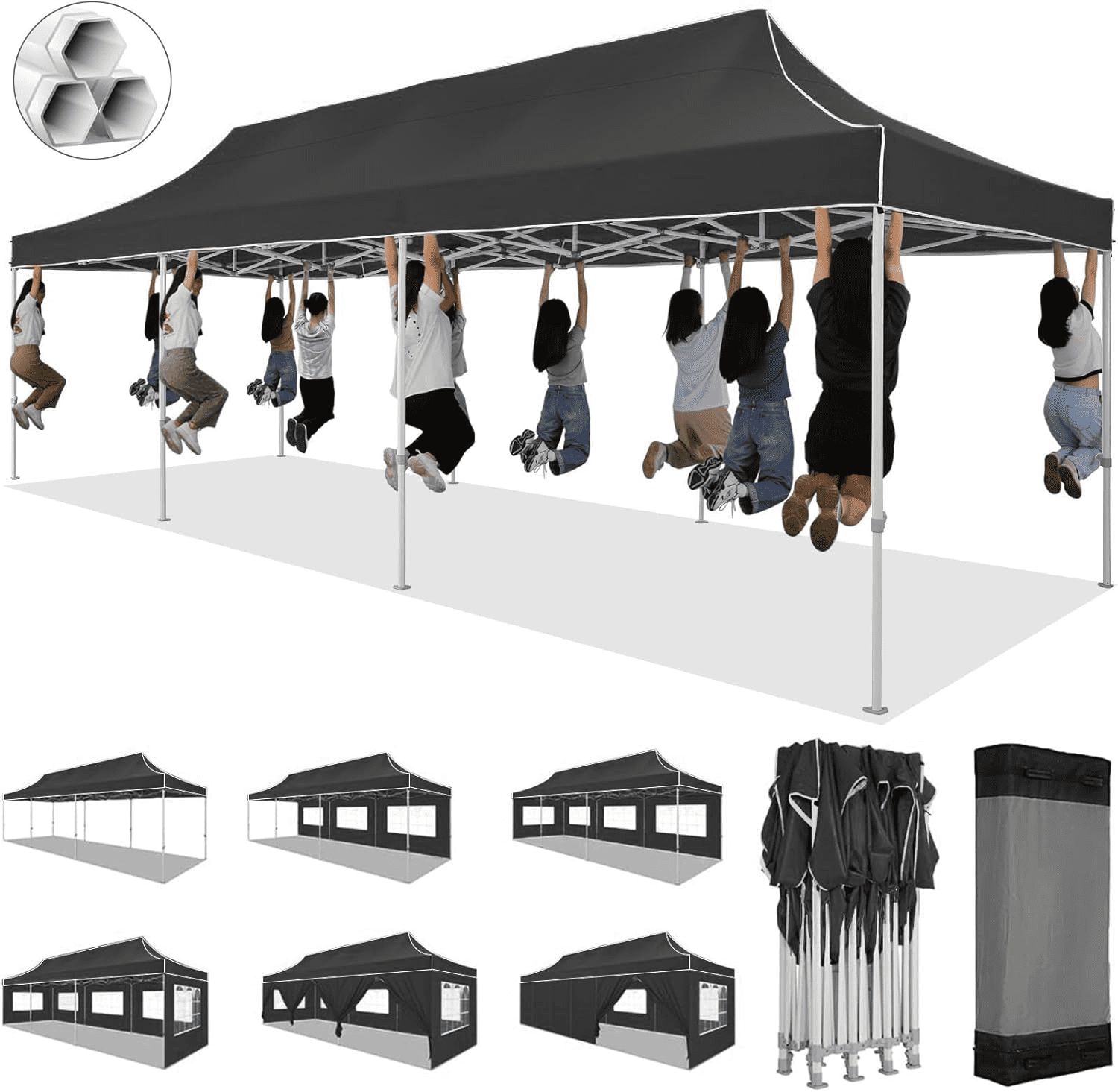 HOTEEL 10x30 Heavy Duty Pop up Canopy Tent with 8 Large Sidewalls for ...