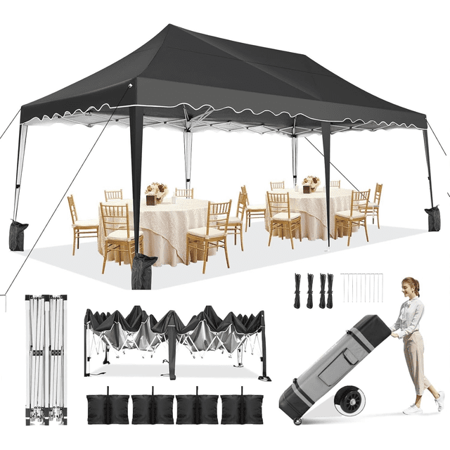 HOTEEL Canopy Tent 10X20 Pop Up Canopy,Outdoor Canopy with Wheeled Bag ...