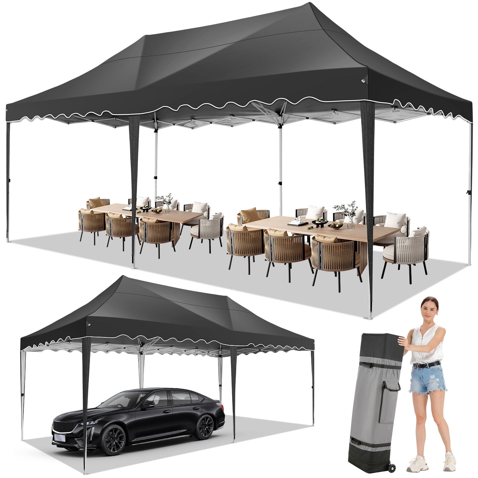 HOTEEL Canopy Tent 10X20 Pop Up Canopy,Outdoor Canopy with Wheeled Bag ...