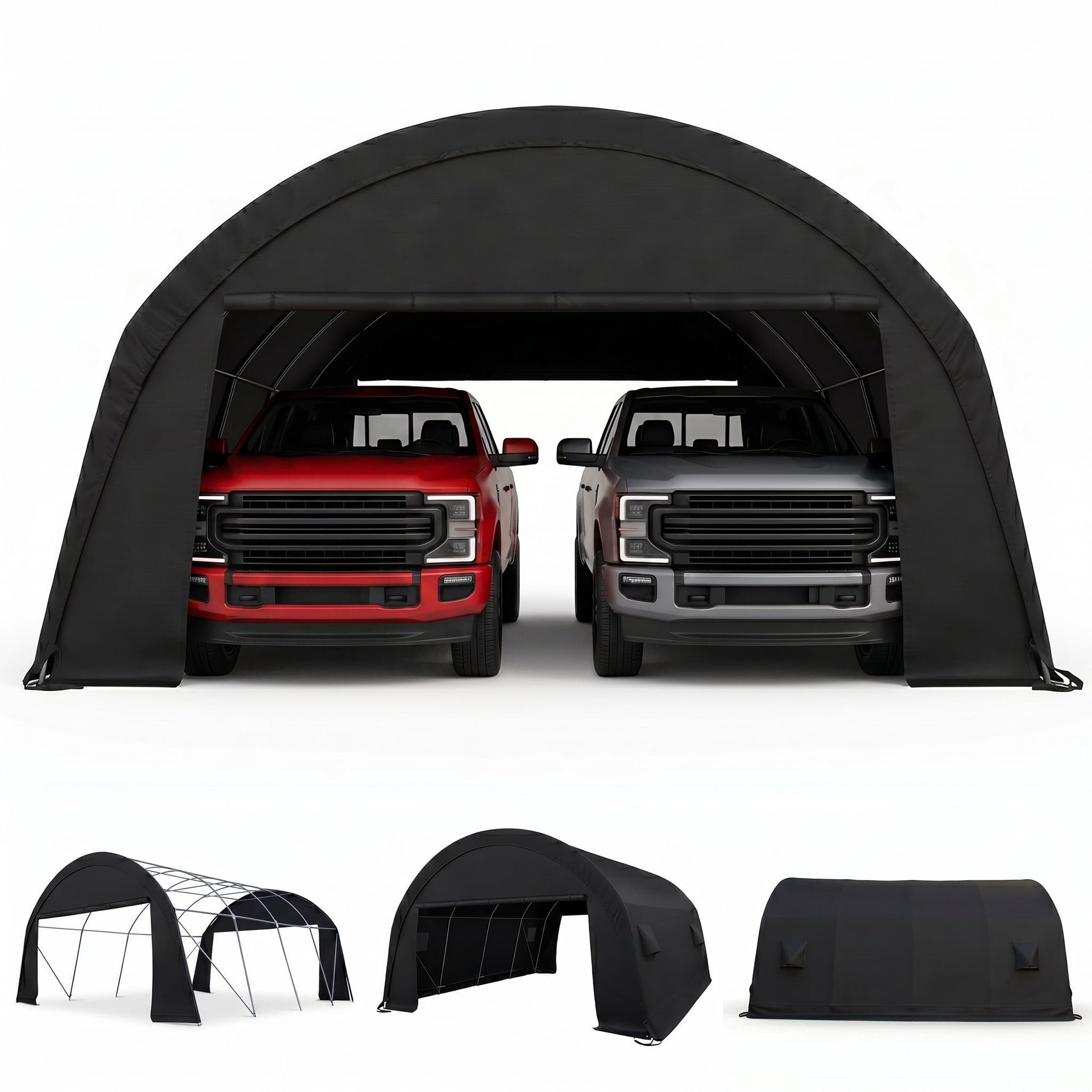 HOTEEL Carport 20x20ft Heavy Duty Portable Garage with All-Steel Metal ...