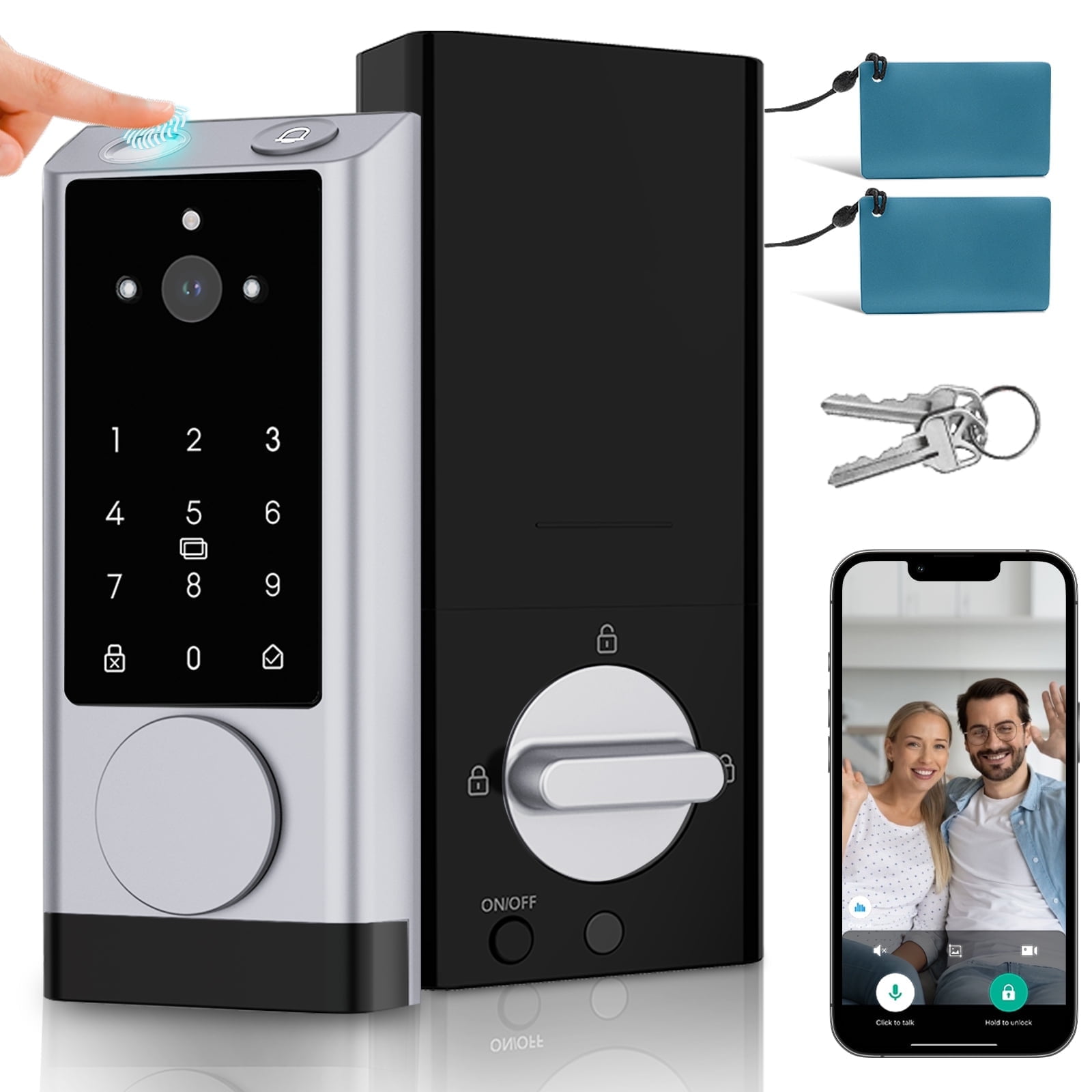 HOTEEL G1 Smart Lock with Camera, Keyless Entry Door Lock with Doorbell ...