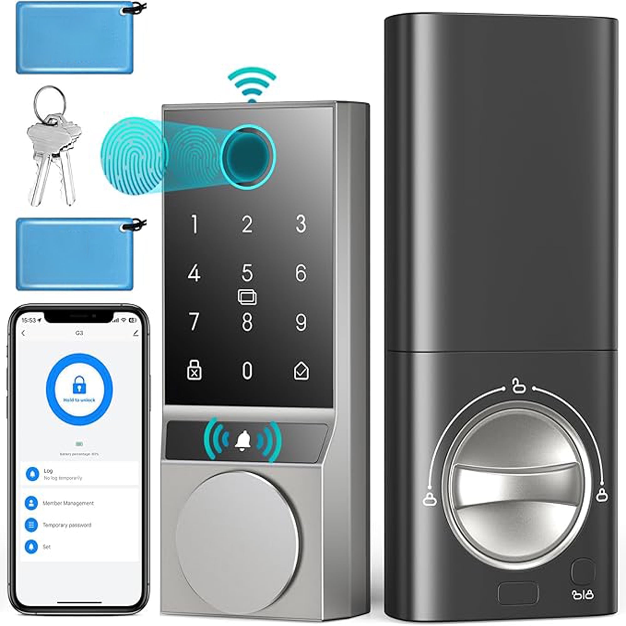 HOTEEL G3 Smart Lock,Front Door Smart Lock Electronic Deadbolt with App ...