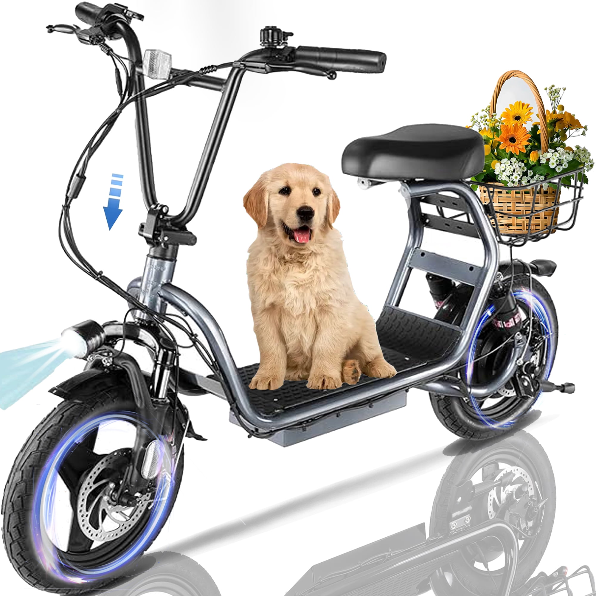 "Caroma 500W Urban Commuter Electric Scooter with Seat, 20Mph, 25 Miles ...