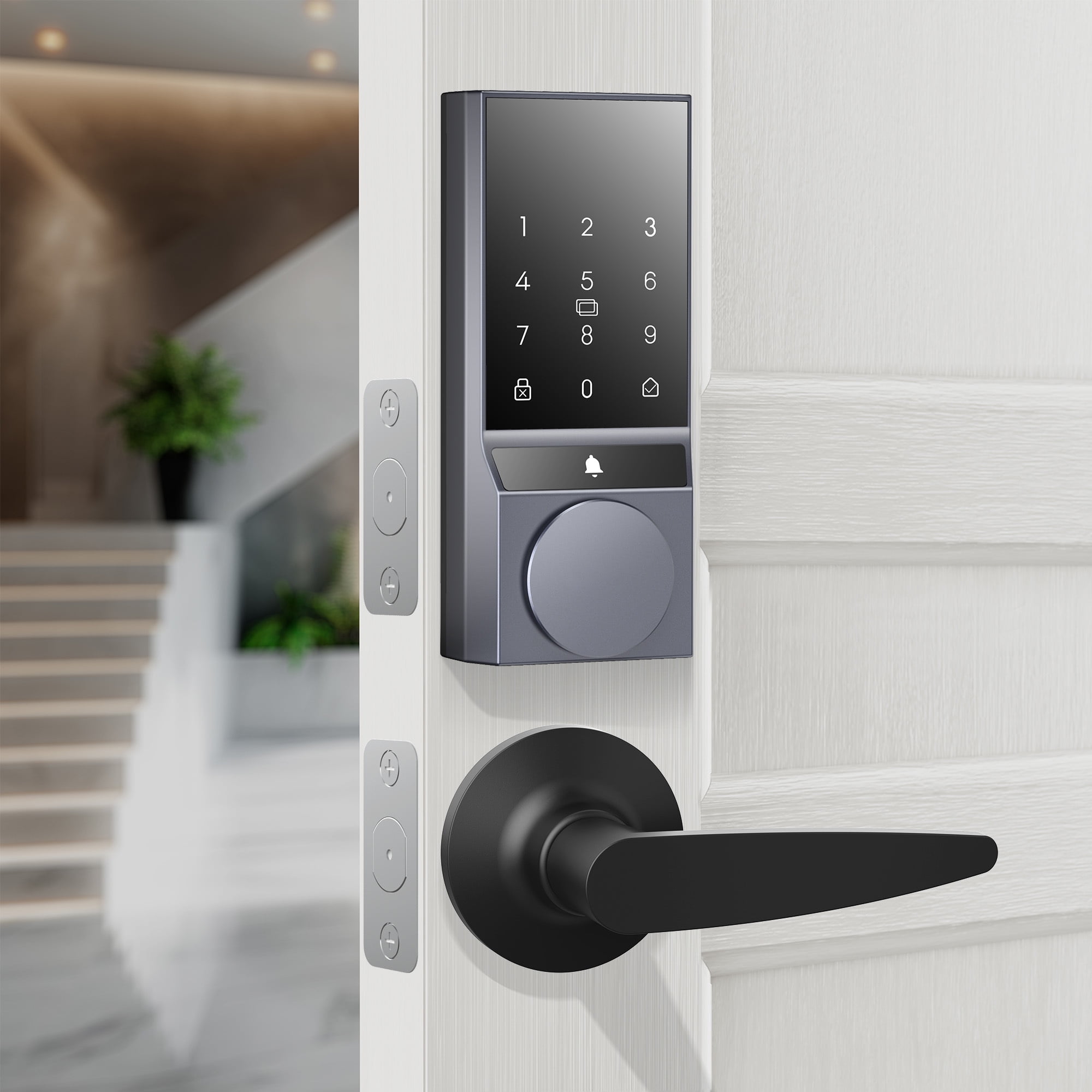 HOTEEL G5 Smart Door Lock with Handle,Built-in WiFi Deadbolt Lock for ...