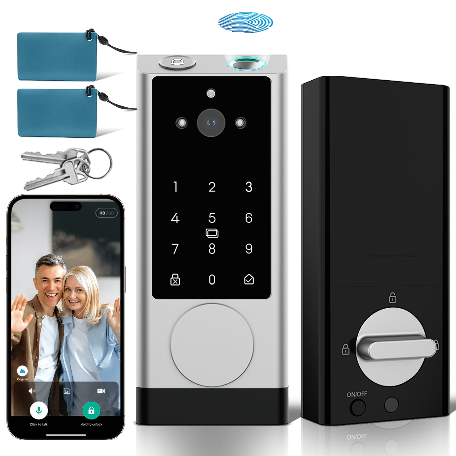 HOTEEL G1 Smart Lock with camera, Keyless Entry Door Lock with Doorbell ...