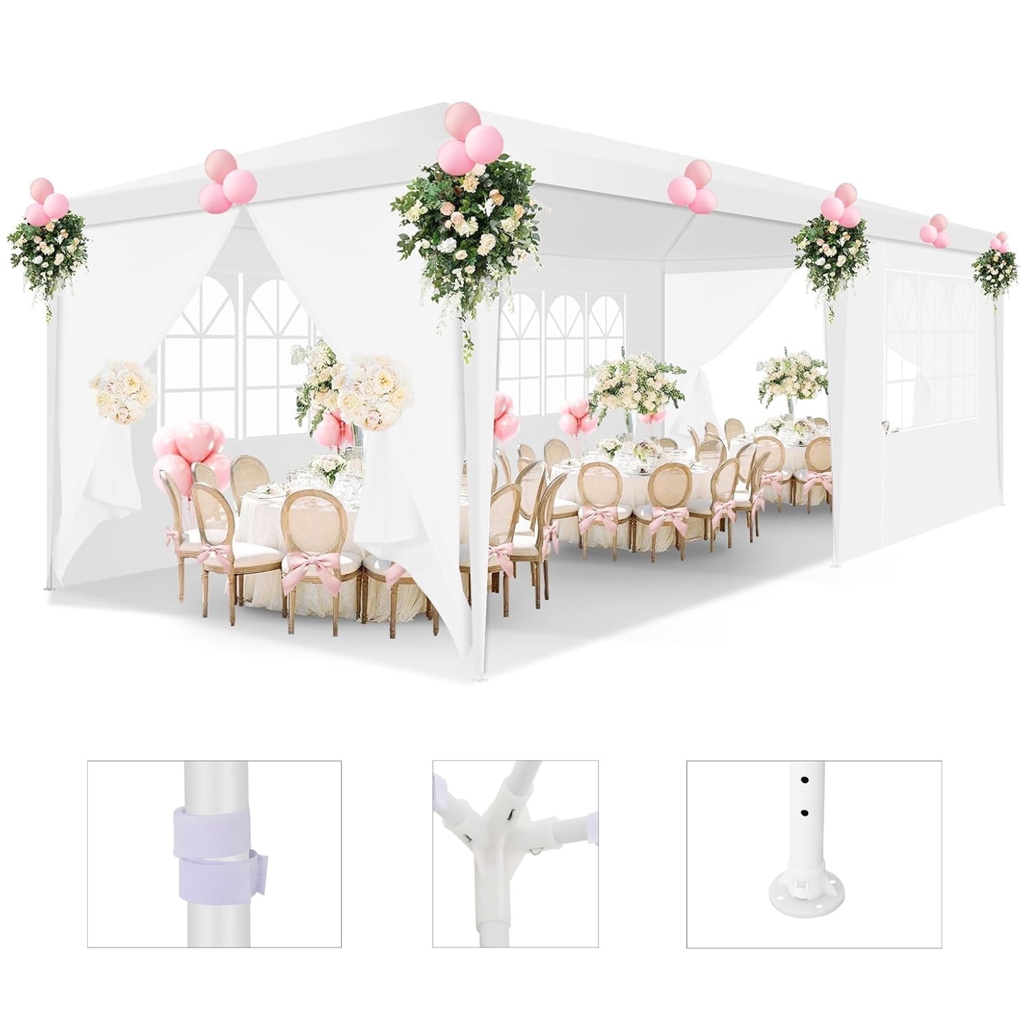 Hoteel Party Tent 10x20 Canopy Tents for Parties with 4 Removable ...