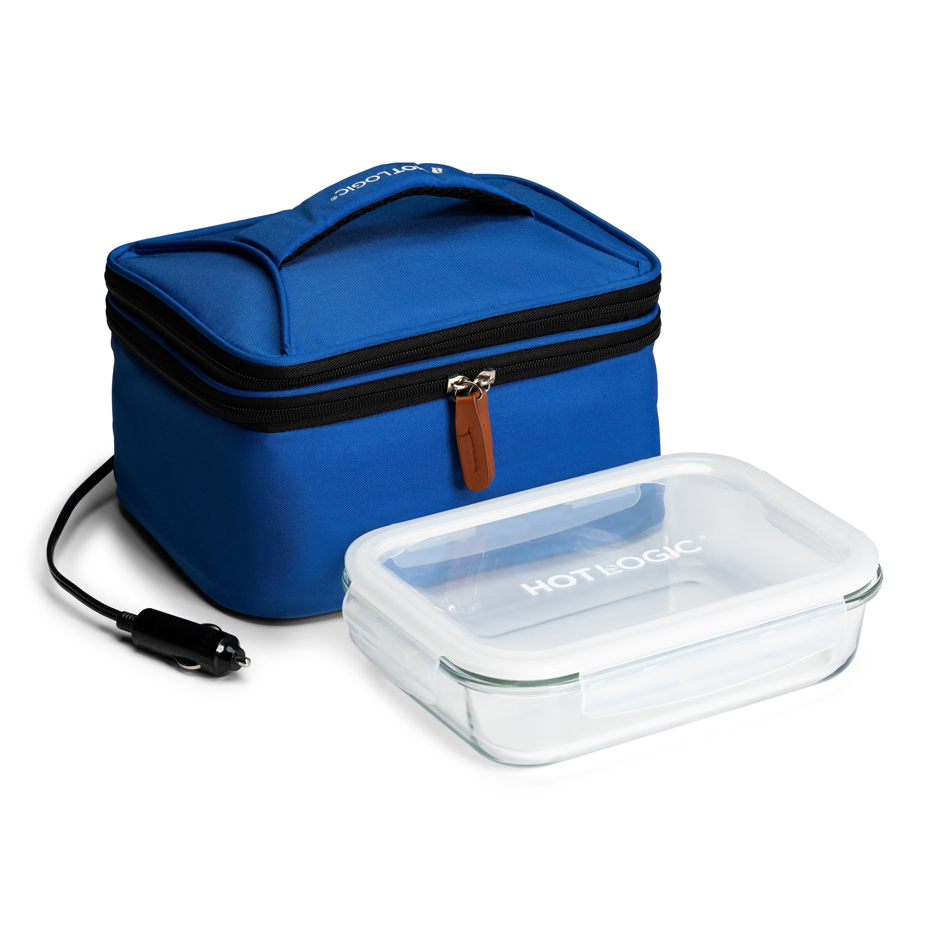 HOTLOGIC Food Warming Tote, Lunch Bag Plus 12V with Glass Dish, Blue ...