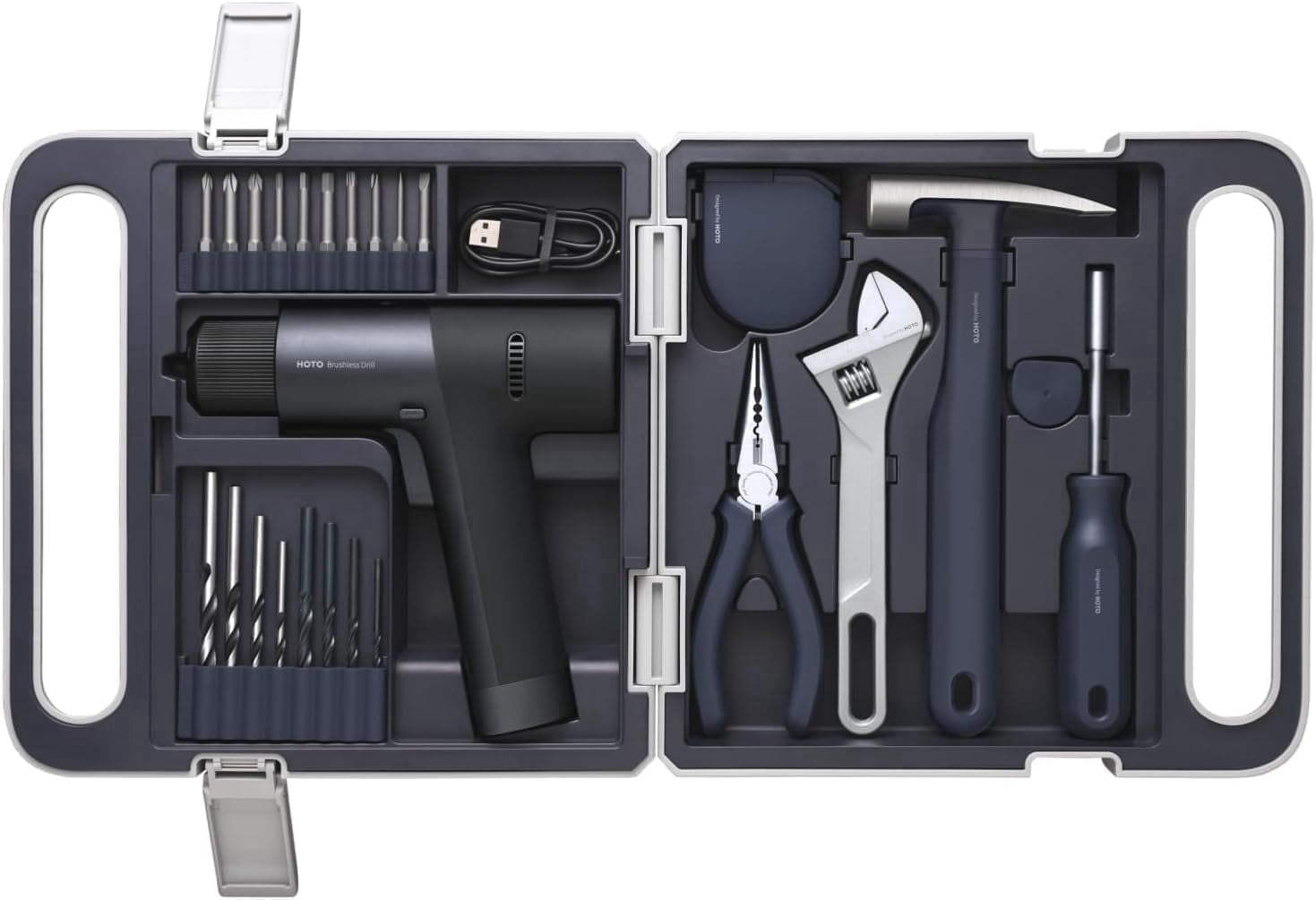 HOTO Cordless Brushless Drill Set, Variable Speed, LED Screen, Hidden ...