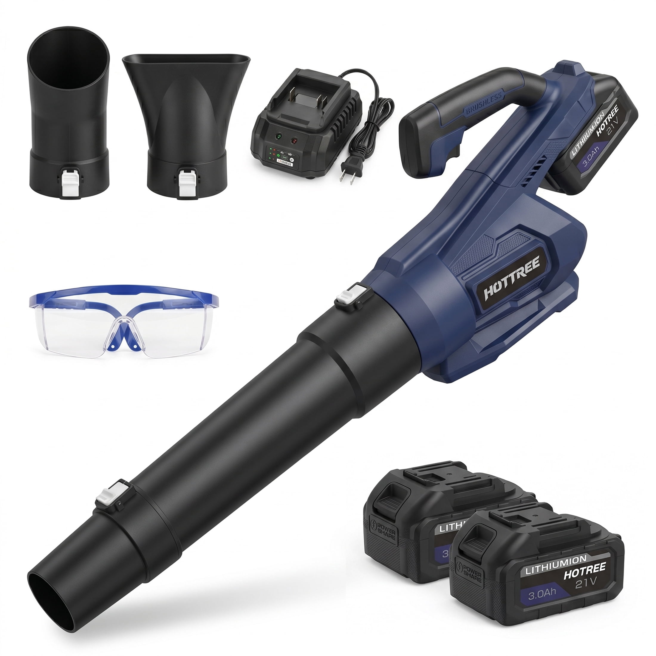 HOTREE Cordless Leaf Blower, 600 CFM, 170 MPH, Stepless Speed Control ...
