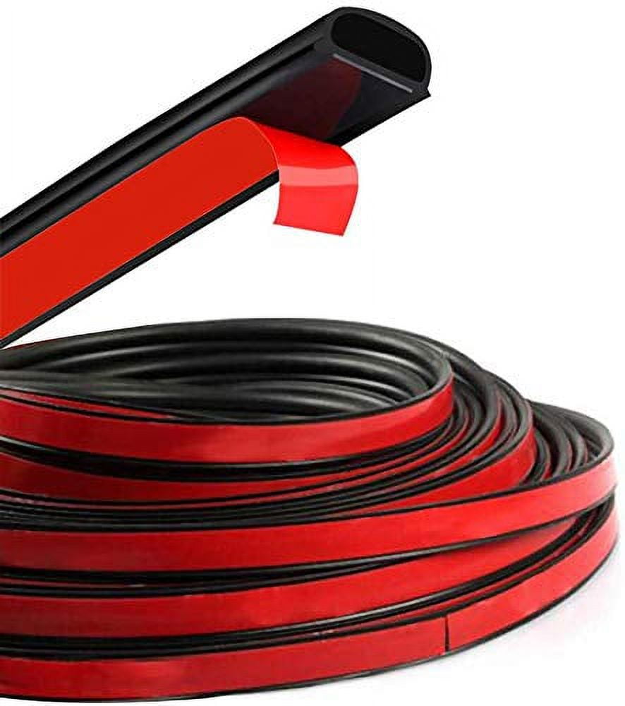 HOTSYSTEM D-Shape 3M Adhesive Weatherstrip Trim for Vehicles (Black, 26 ...