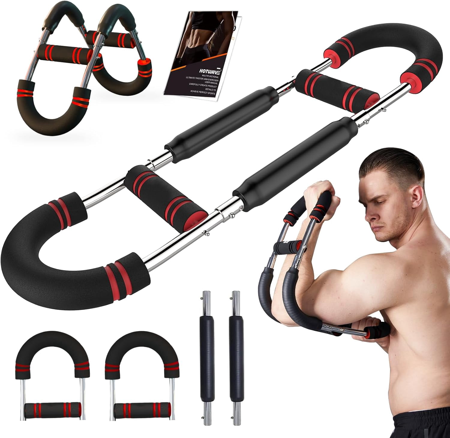 HOTWAVE Twister Arm Exerciser,Adjustable Spring Workout Bar, Forearm ...