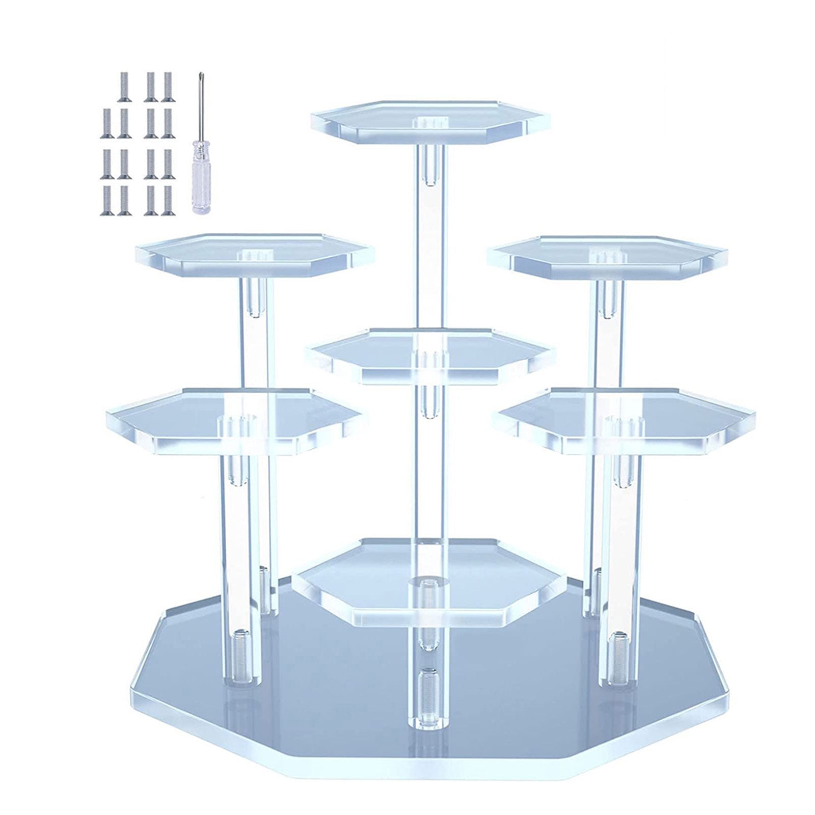 HOTYA Acrylic Products Display Stands Hexagon Pedestal Cupcake Dessert ...