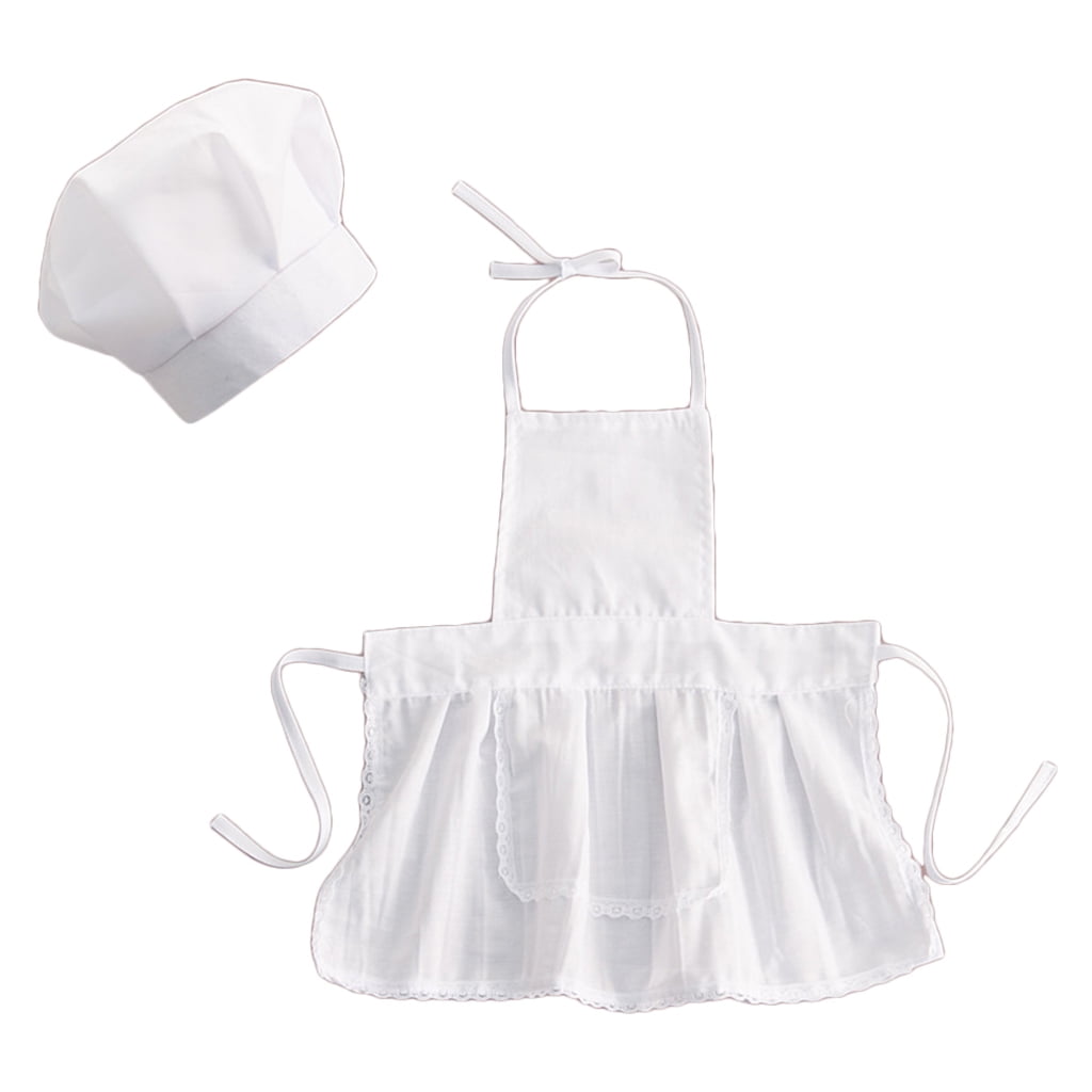 HOTYA Children Chef Apron Front Cap Boys Girls Apron Kitchen Craft Kids ...