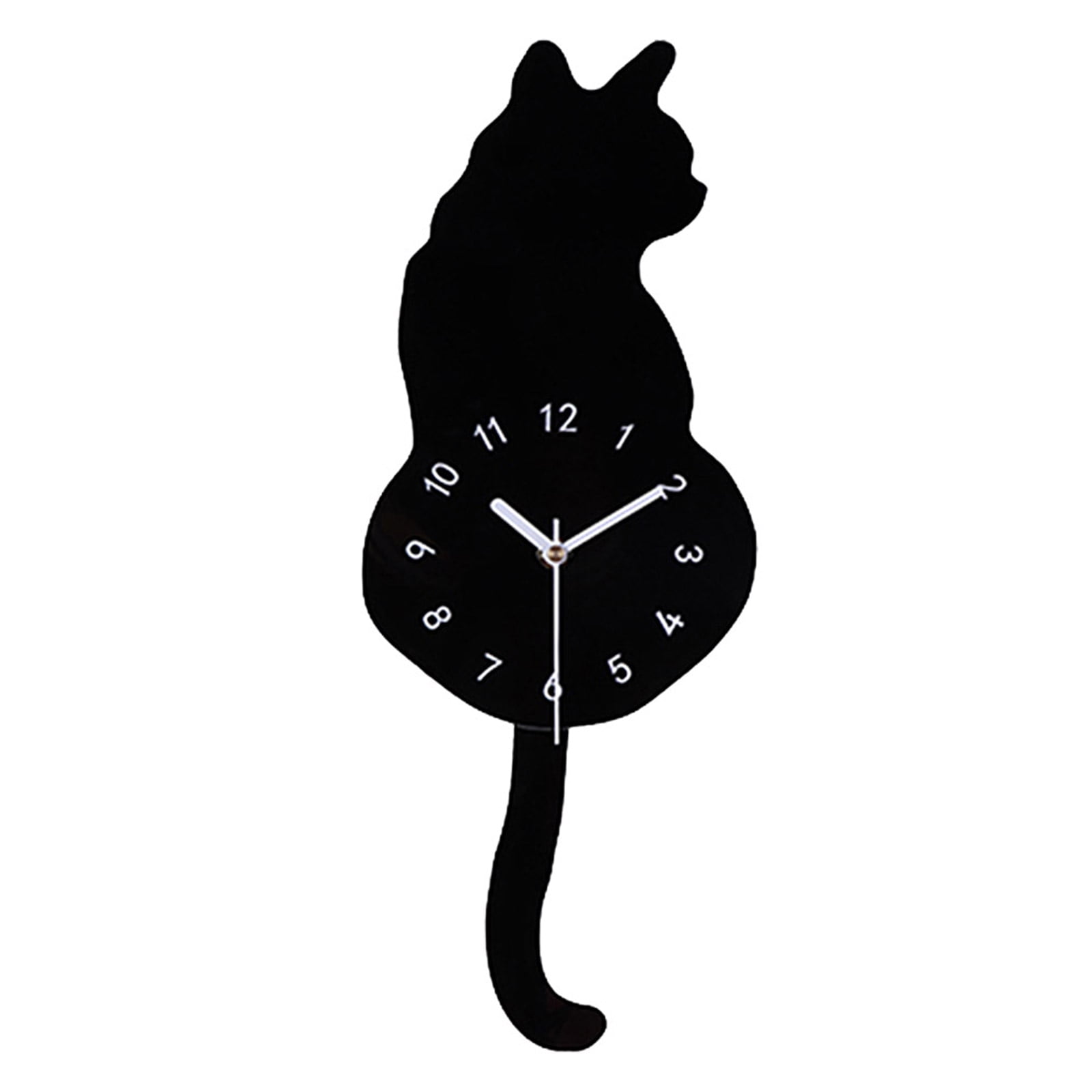 HOTYA Silent Cat Pendulum Wall Clock with Moving Tail, High-Quality ...