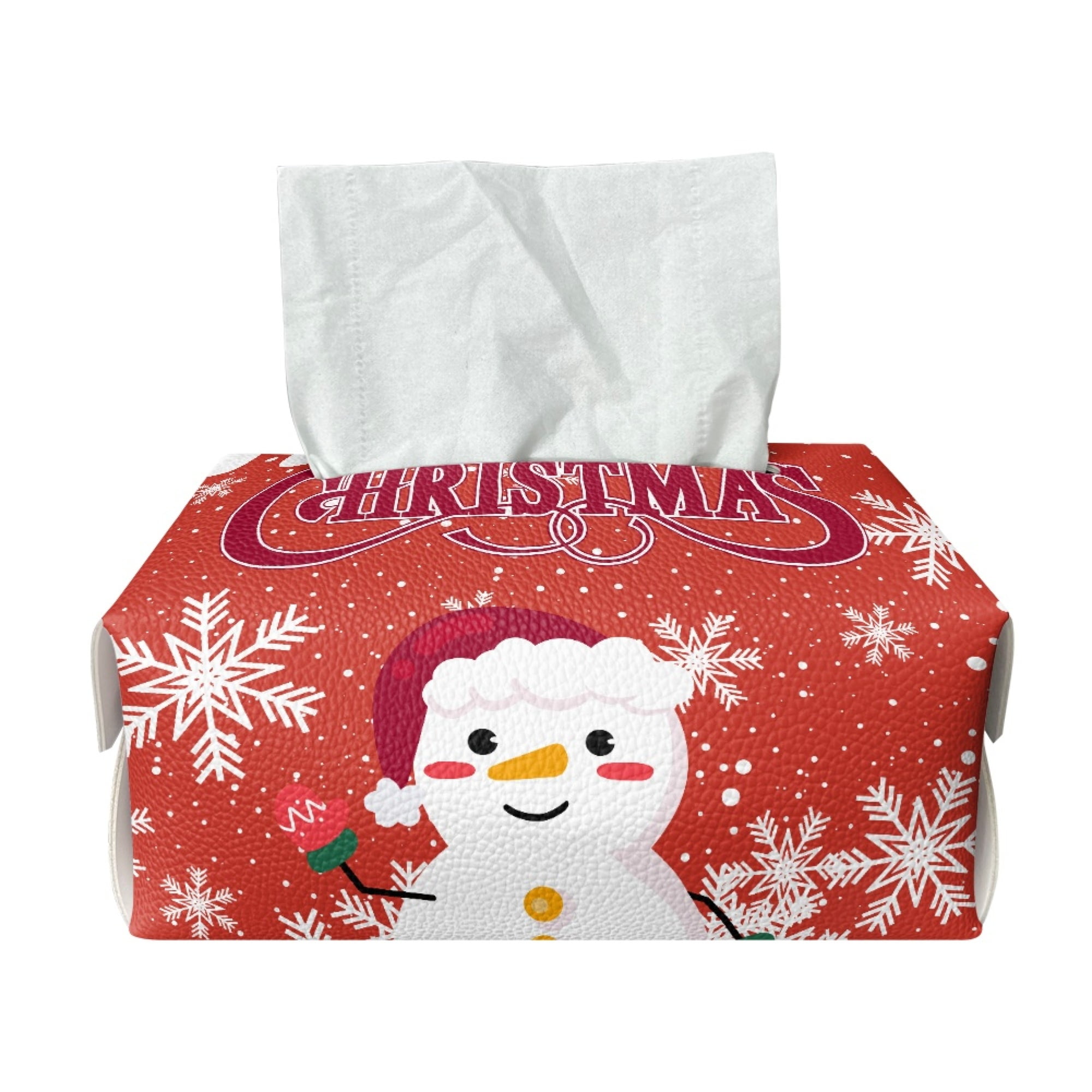 HOTYD Christmas Red Tissue Box Cover Foldable PU Leather Waterproof ...