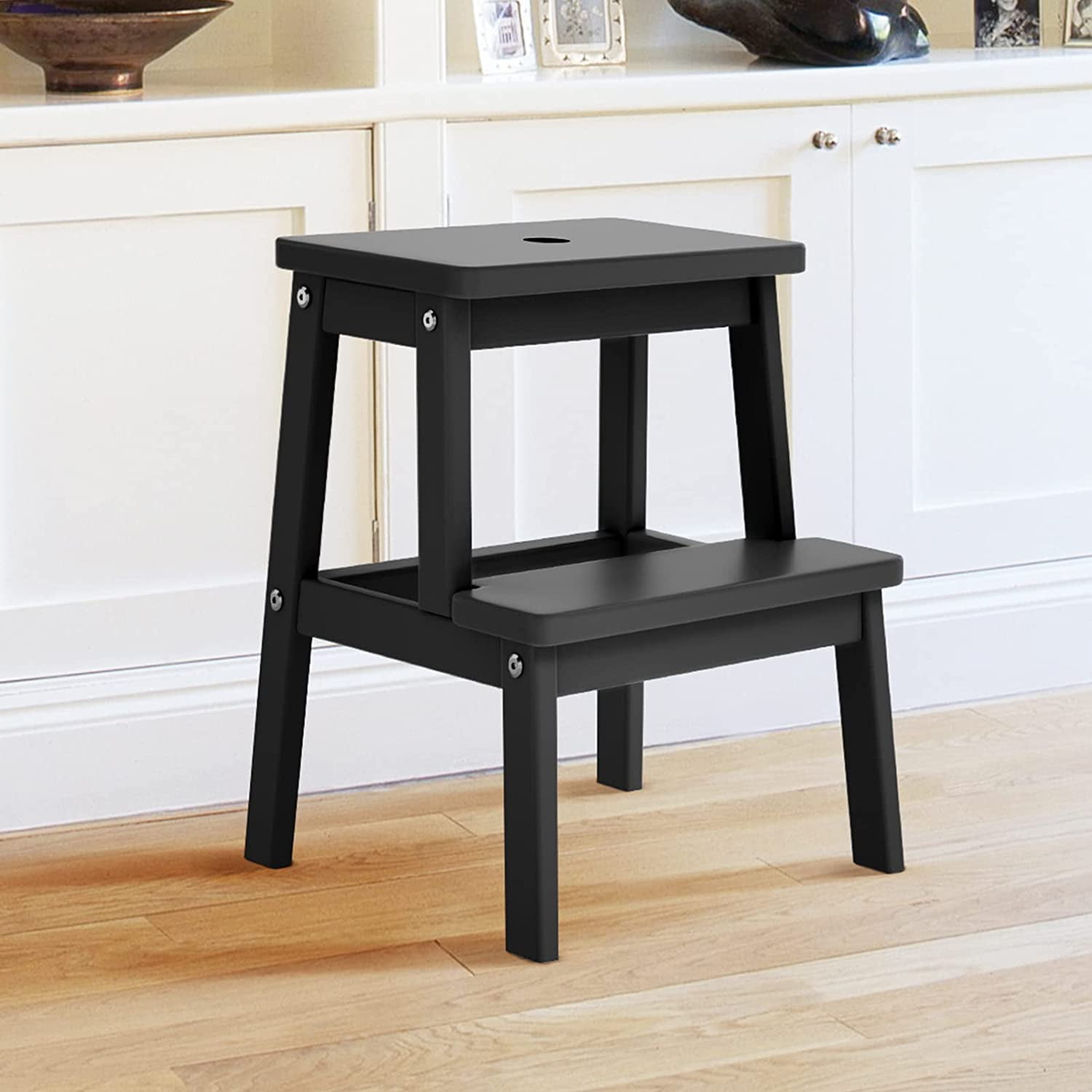 HOUCHICS Wooden Step Stool for Adults with 400lb, Wood Step Stool ...