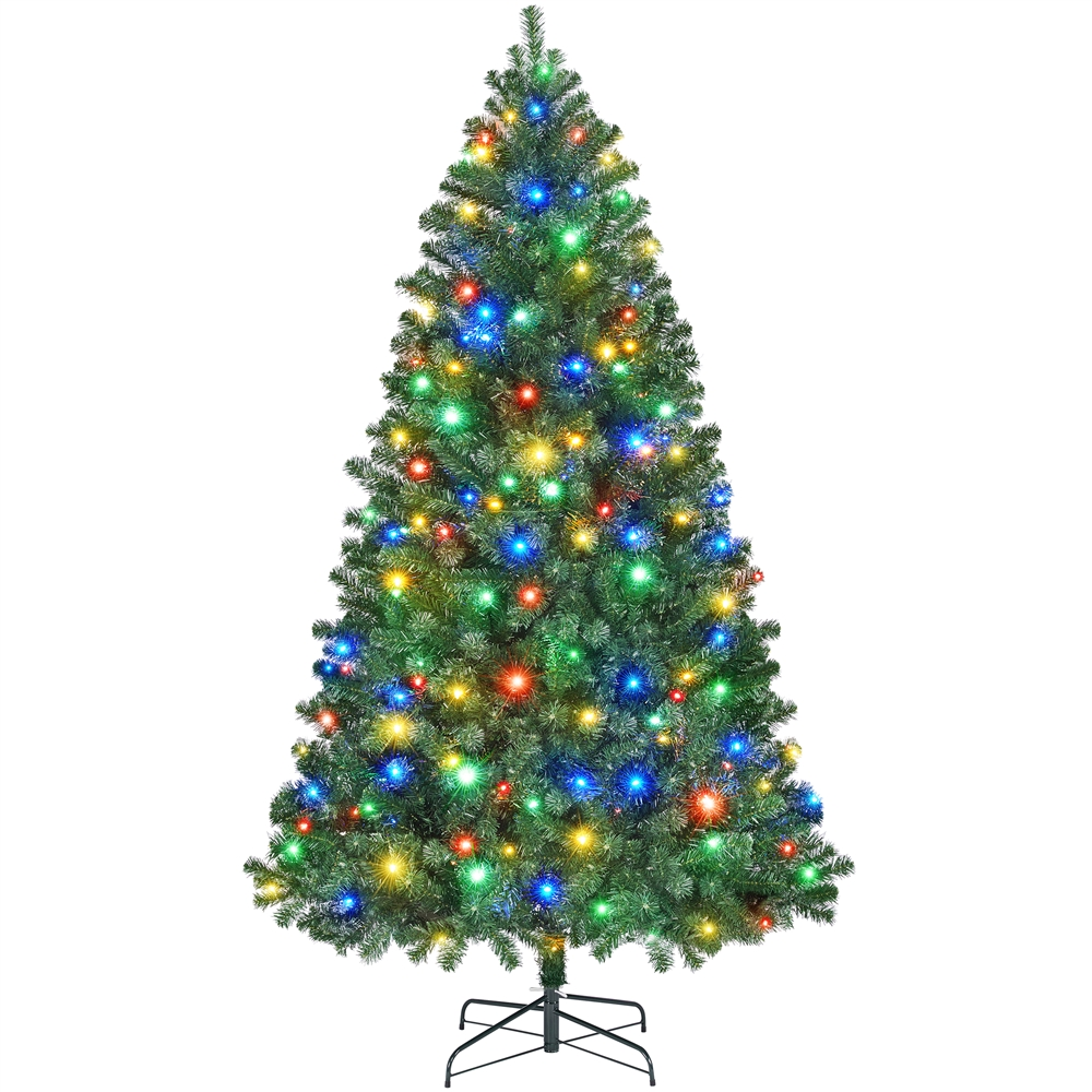 HOUFIY 7ft Pre-lit Spruce Artificial Christmas Tree with 300 LED Lights ...