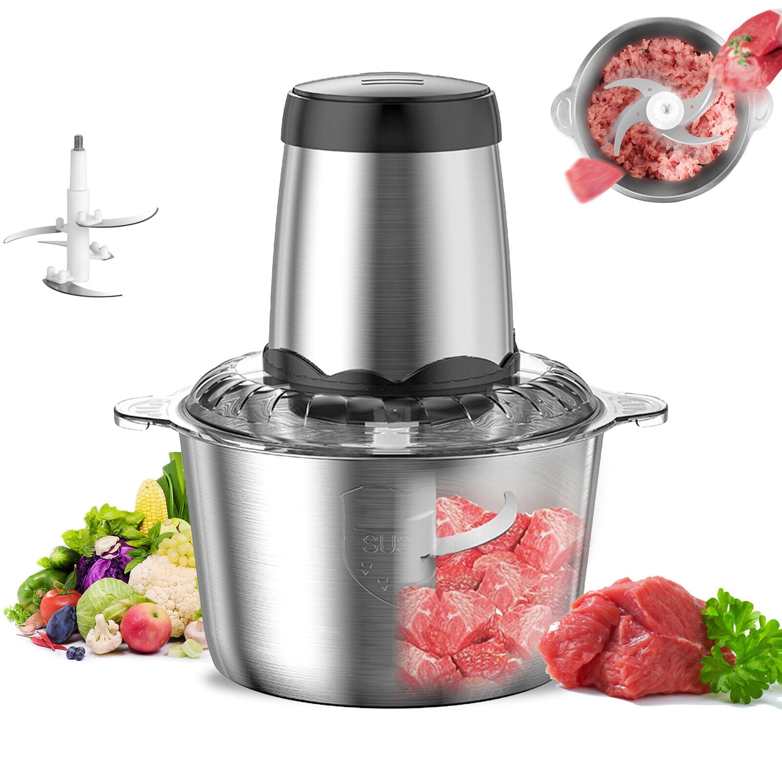 HOUFIY Electric Food Processors, Food Chopper with Meat Grinder ...
