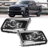 Fit 2013-2018 Dodge Ram 1500 2500 3500 Projector Headlights Black LED ...