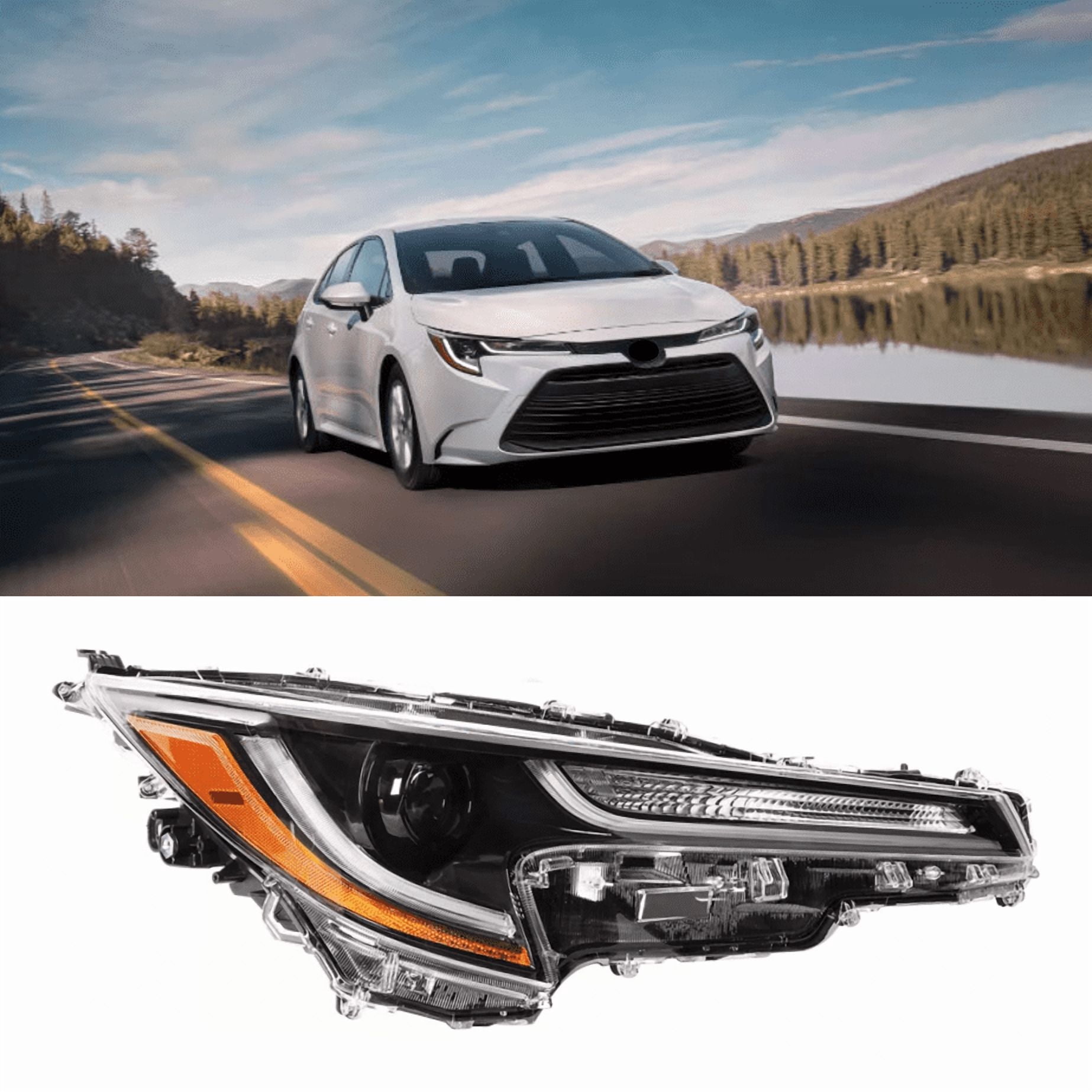 HOUGEET Passenger Headlights, Headlights Fit for Toyota Corolla L LE ...