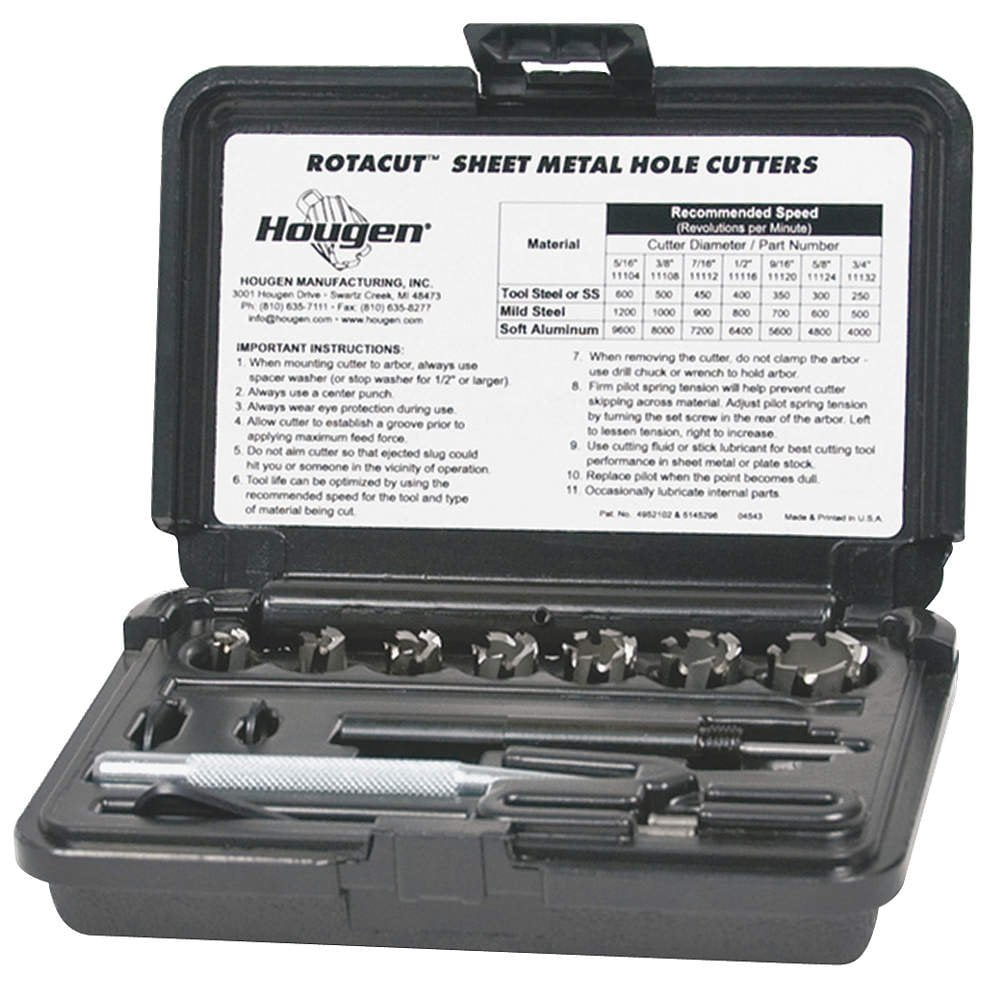 HOUGEN 11077 9 Pc Metric HSS RotaCut™ Sheet Metal Annular Cutter Set ...