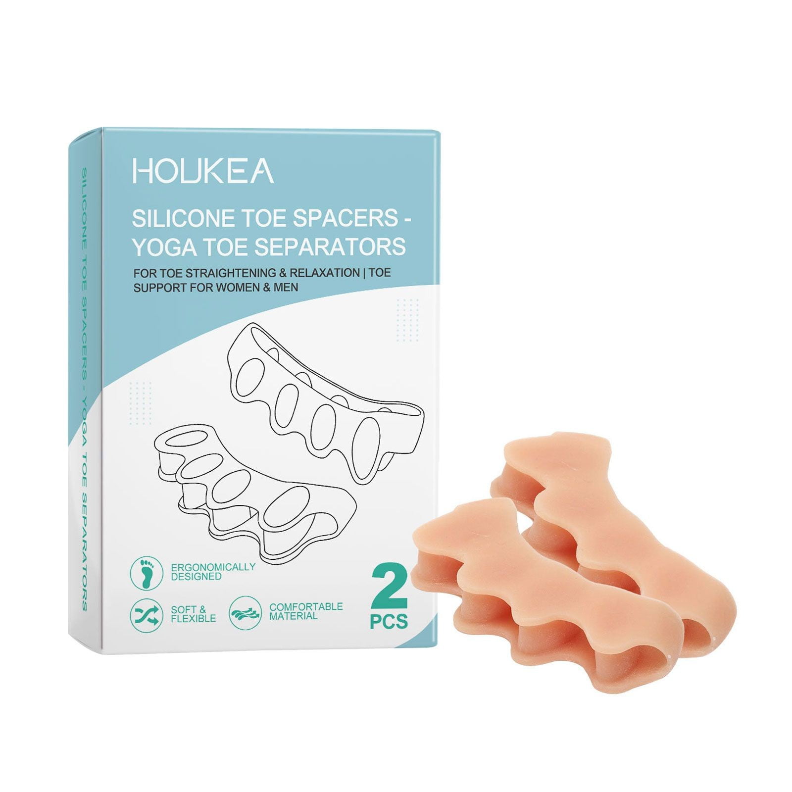 HOUKEA Silicone Toe Spacers – Yoga Toe Separators For Toe Straightening ...
