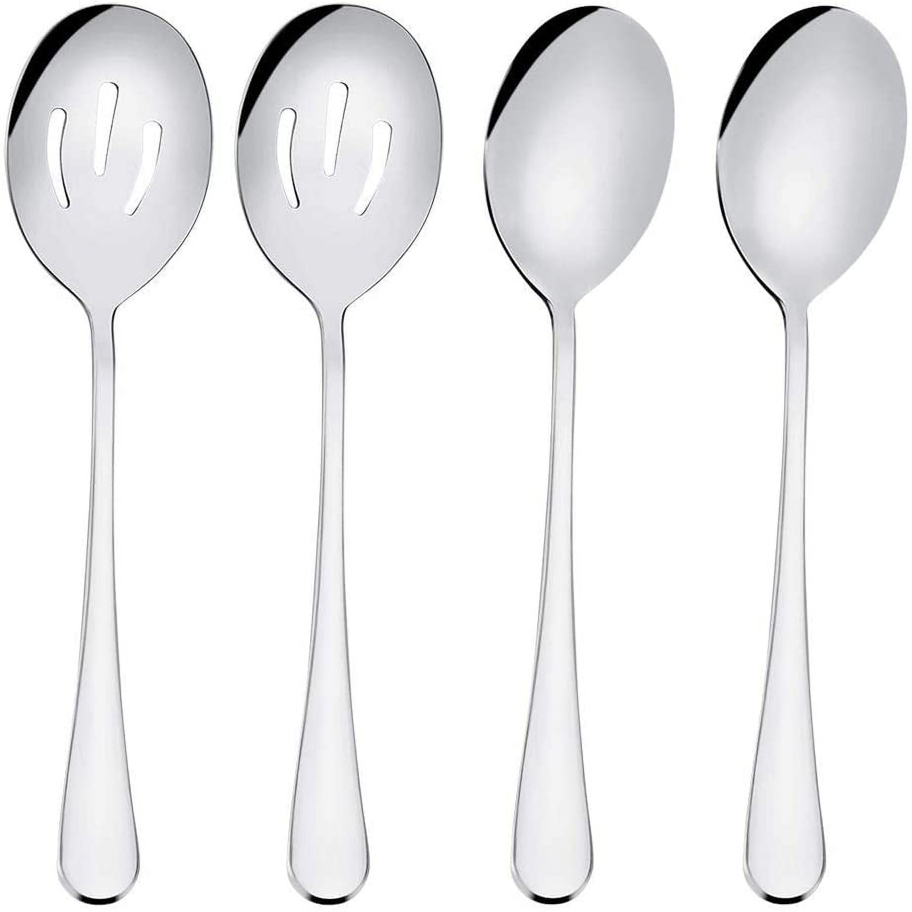 HOUSDAY 4 Pack Stainless Steel Serving Spoons Set, 2 Regular & 2 ...