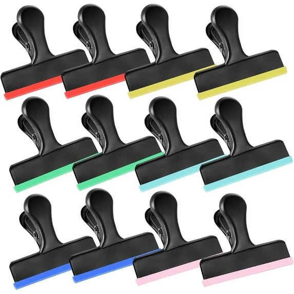 HOUSE AGAIN 12 Pack 3 Sizes Stainless Steel Chip Bag Clips Covered with ...
