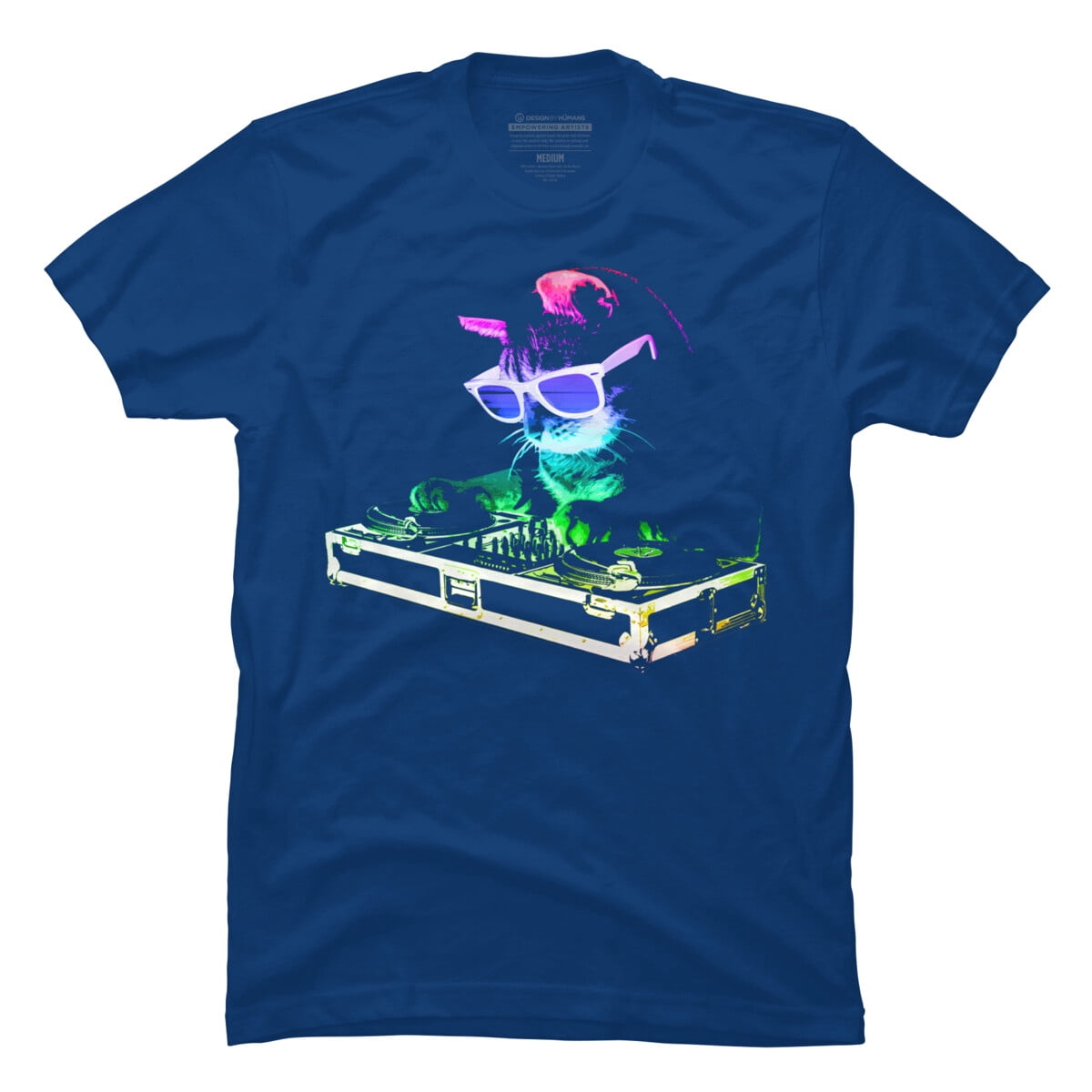 HOUSE CAT (Rainbow DJ Kitty) Mens Royal Blue Graphic Tee - Design By ...